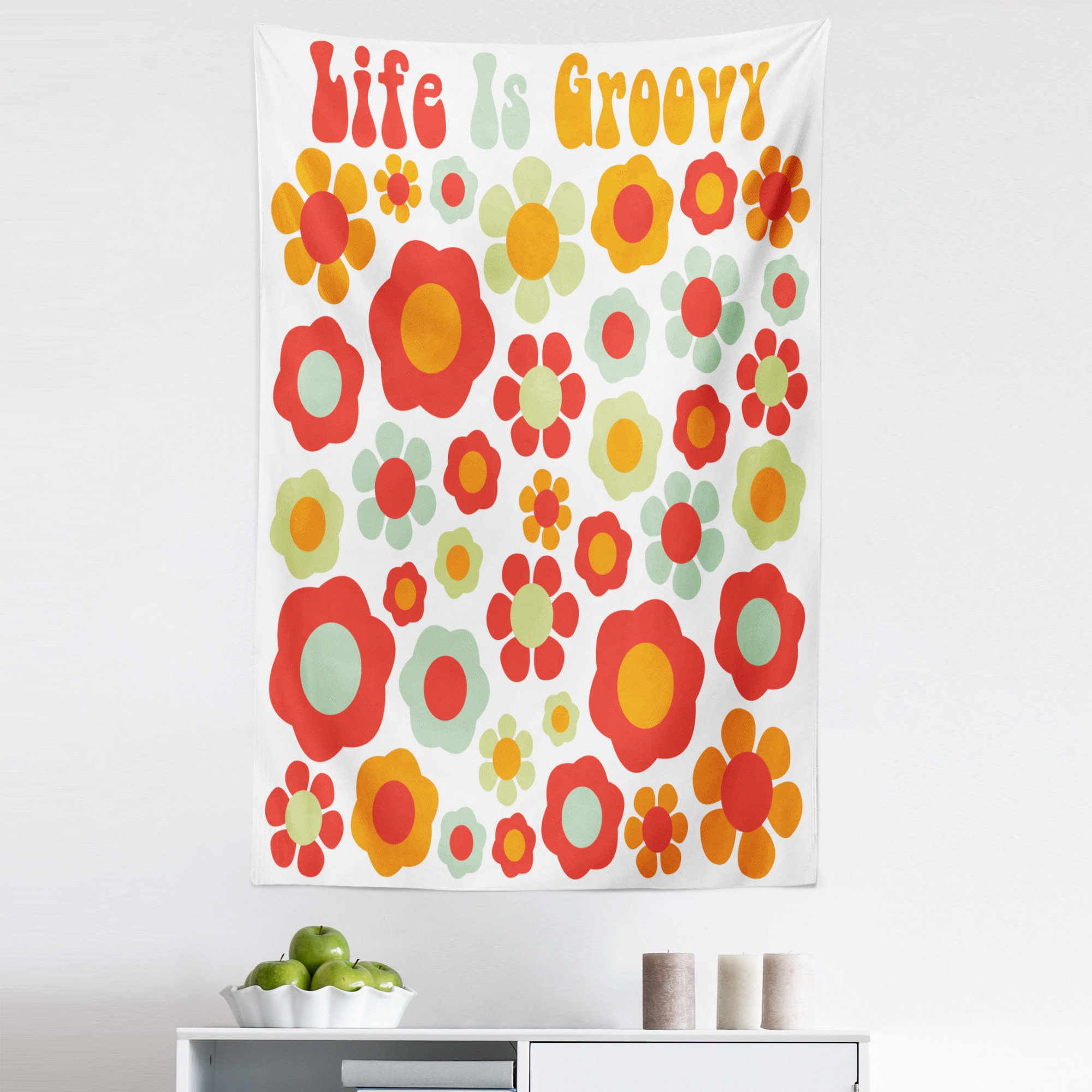 East Urban Home Groovy Tapestry Twin Size, Petals Of Retro Colors Old ...