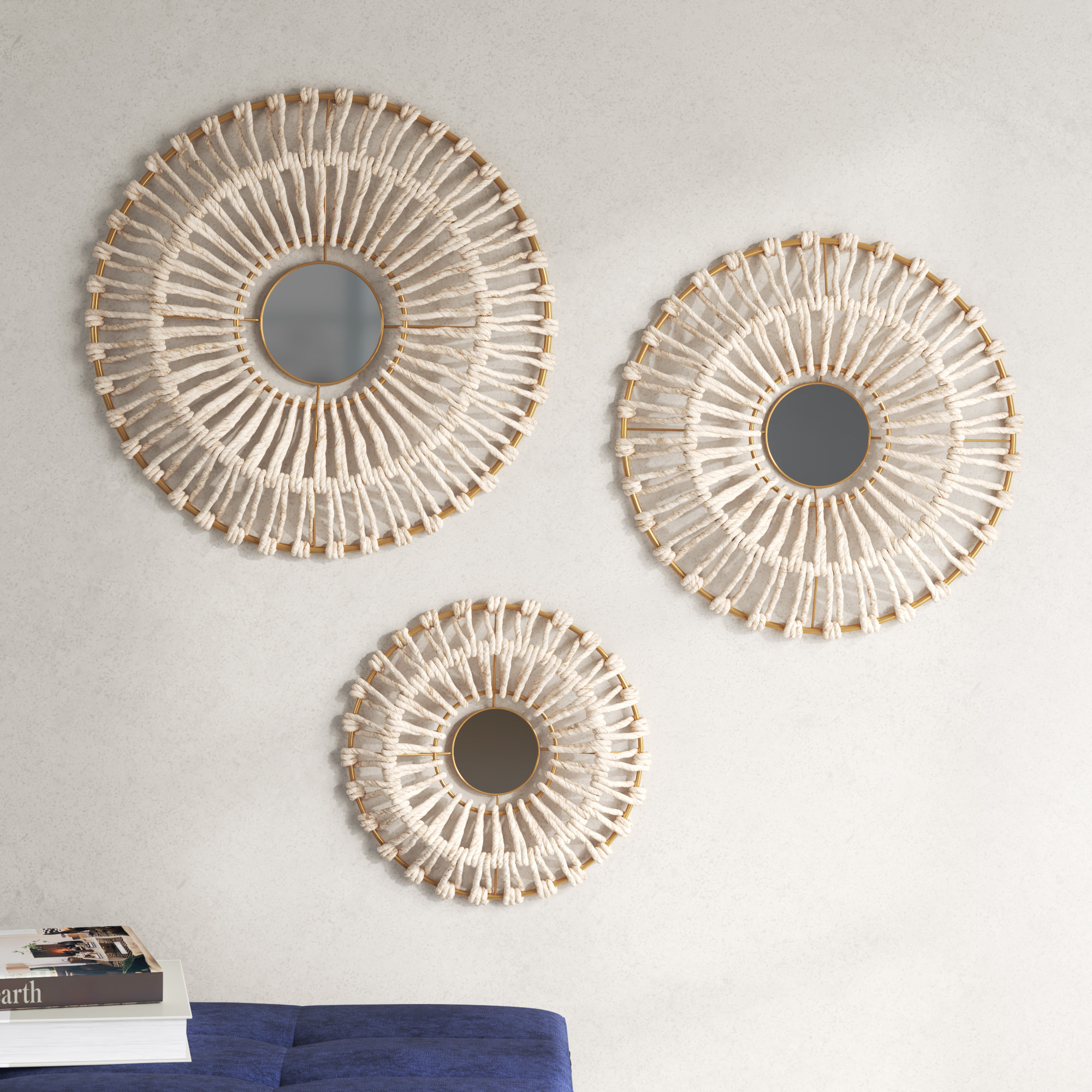 Beachcrest Home Pablo 3-Piece Round Boho Wall Décor Set with Natural ...