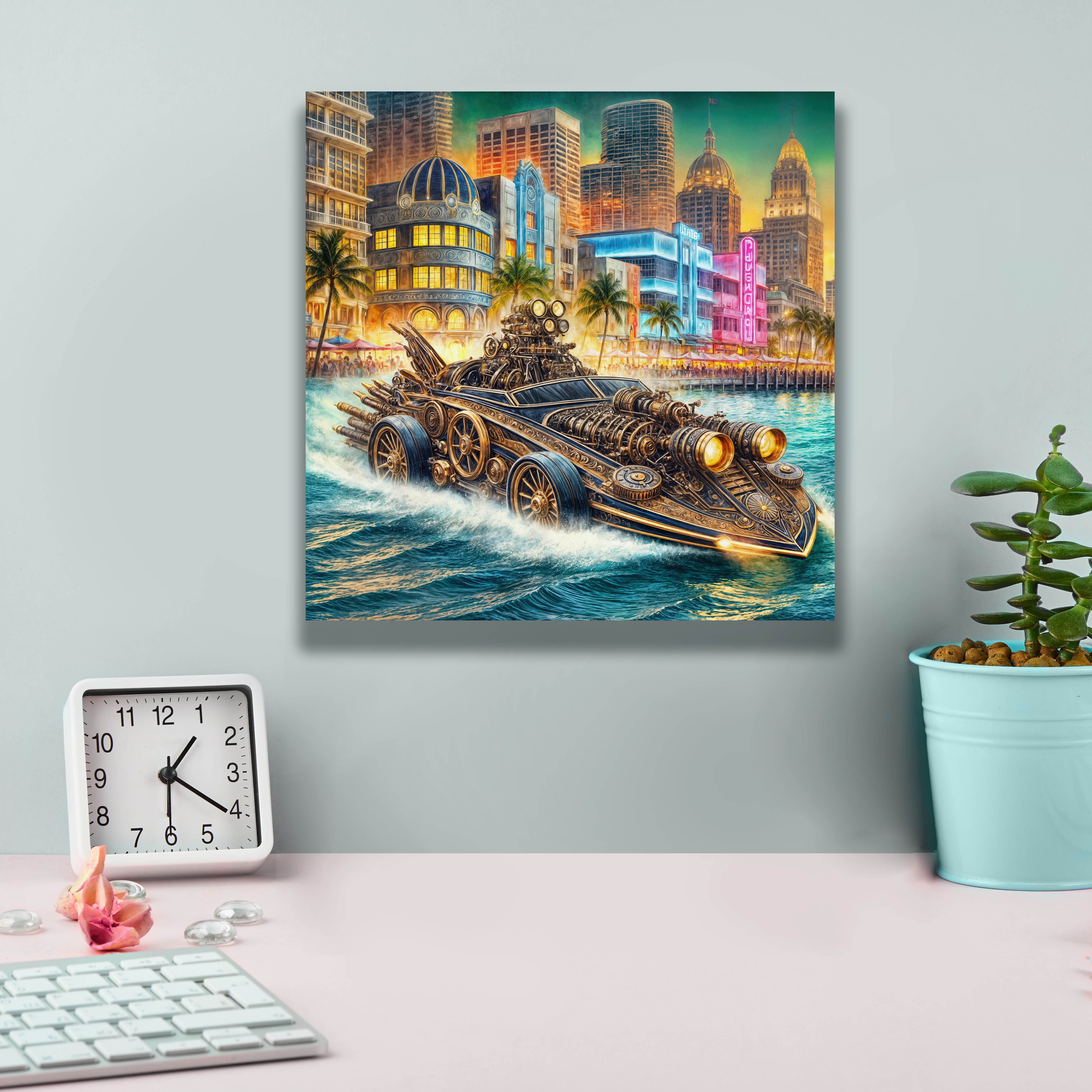 Williston Forge 'Steampunk Speedboat In Miami' by Rey Klimt Canvas Wall ...