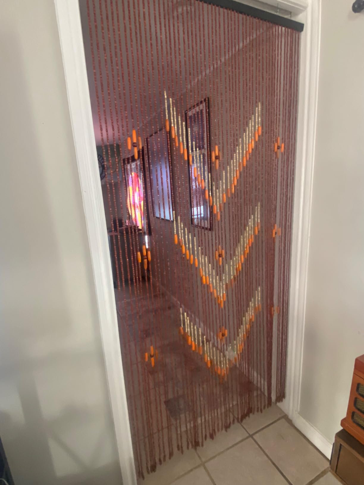 Bungalow Rose Wooden Hanging Beaded Curtain Triple V Bamboo String ...