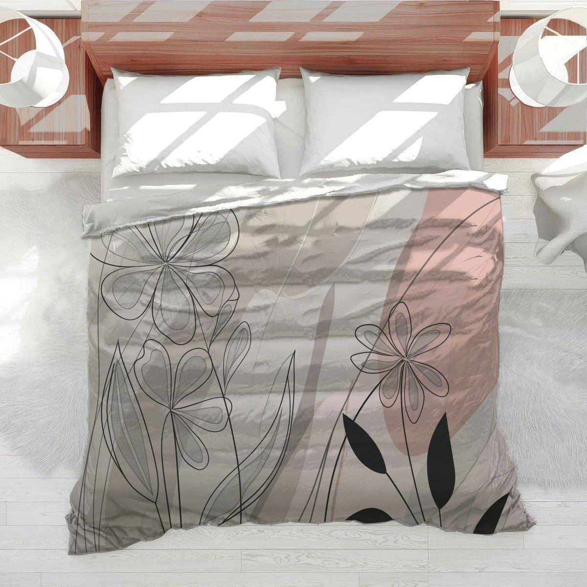 VisionDecor Floral drawing Bedding Abstract Comforter Line art | Wayfair