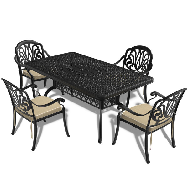 Canora Grey Shonnie 4 - Person Rectangular Outdoor Dining Set with ...