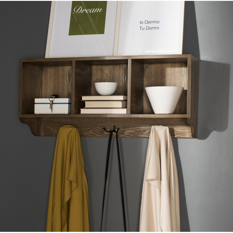 Latitude Run® Alice Wall Shelf & 3 Hook Wall Coat Rack & Reviews | Wayfair