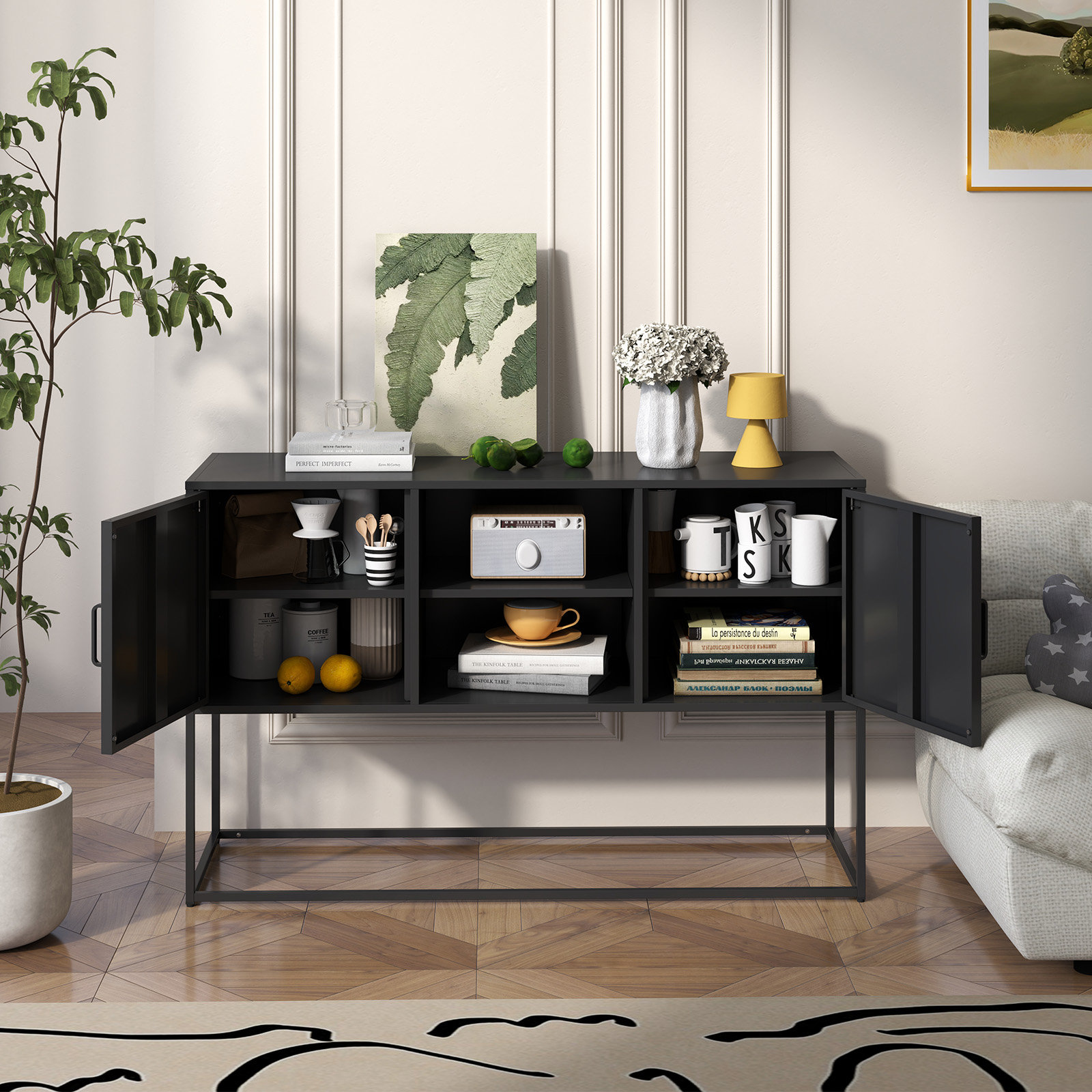 Ebern Designs Modern Sideboard Buffet Cabinet - Steel Construction ...