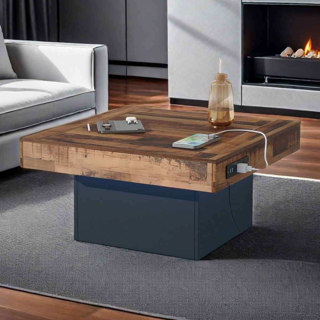 Wrought Studio™ 31.4'' X 31.4'' Farmhouse Coffee Table With 2 USB Ports ...