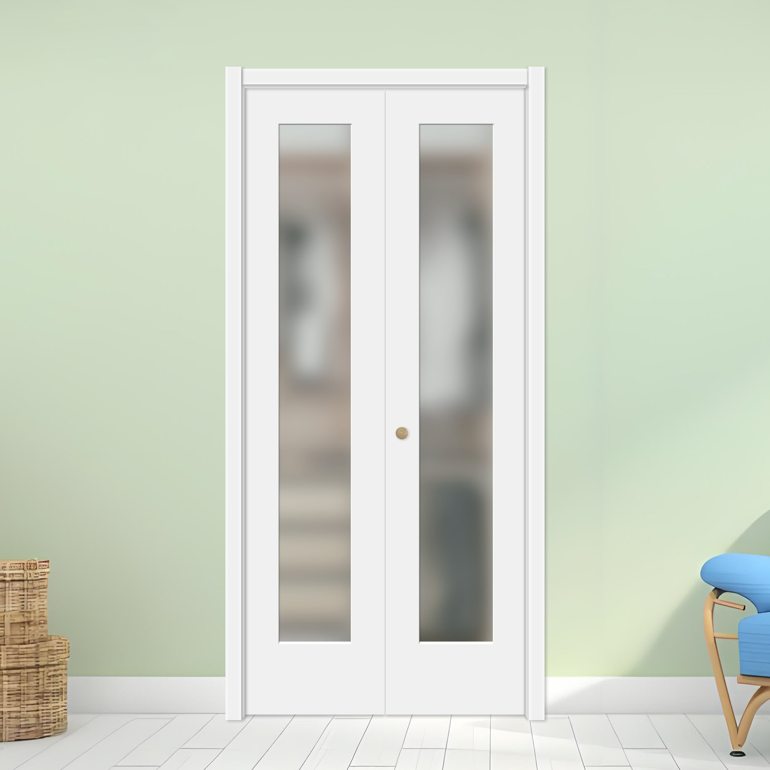 Brosisincorp 1 Lite Full-lite Frosted Glass Solid Core Bi-fold Doors ...