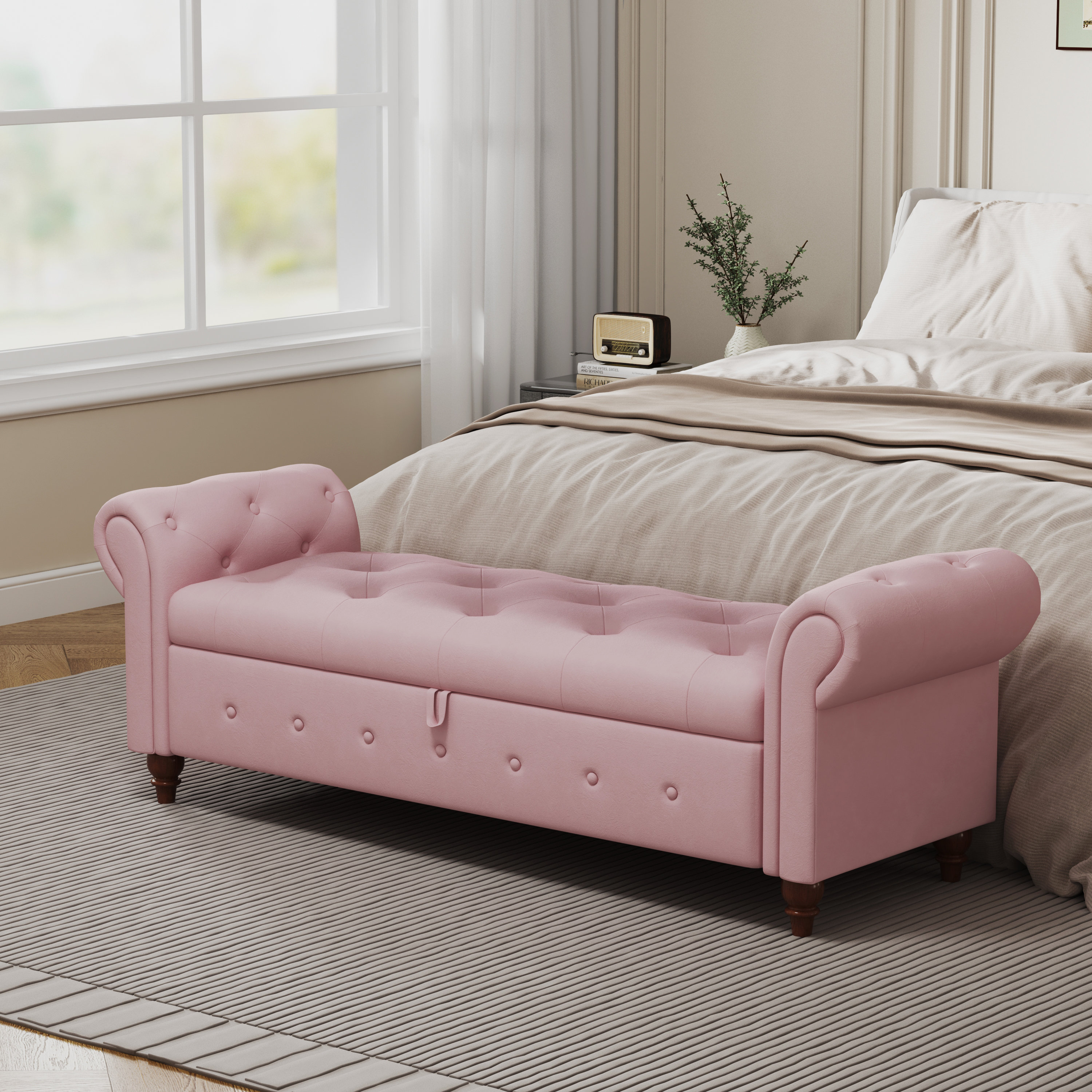 Alcott Hill Condredge Velvet 63" Tufted Storage Bench, Upholstered ...
