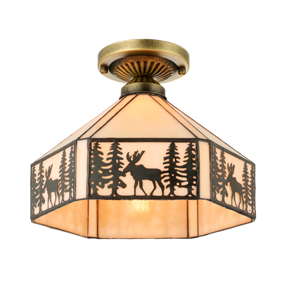 Loon Peak® Attamore Vintage Elk Pattern Ceiling Lighting Fixtures With ...