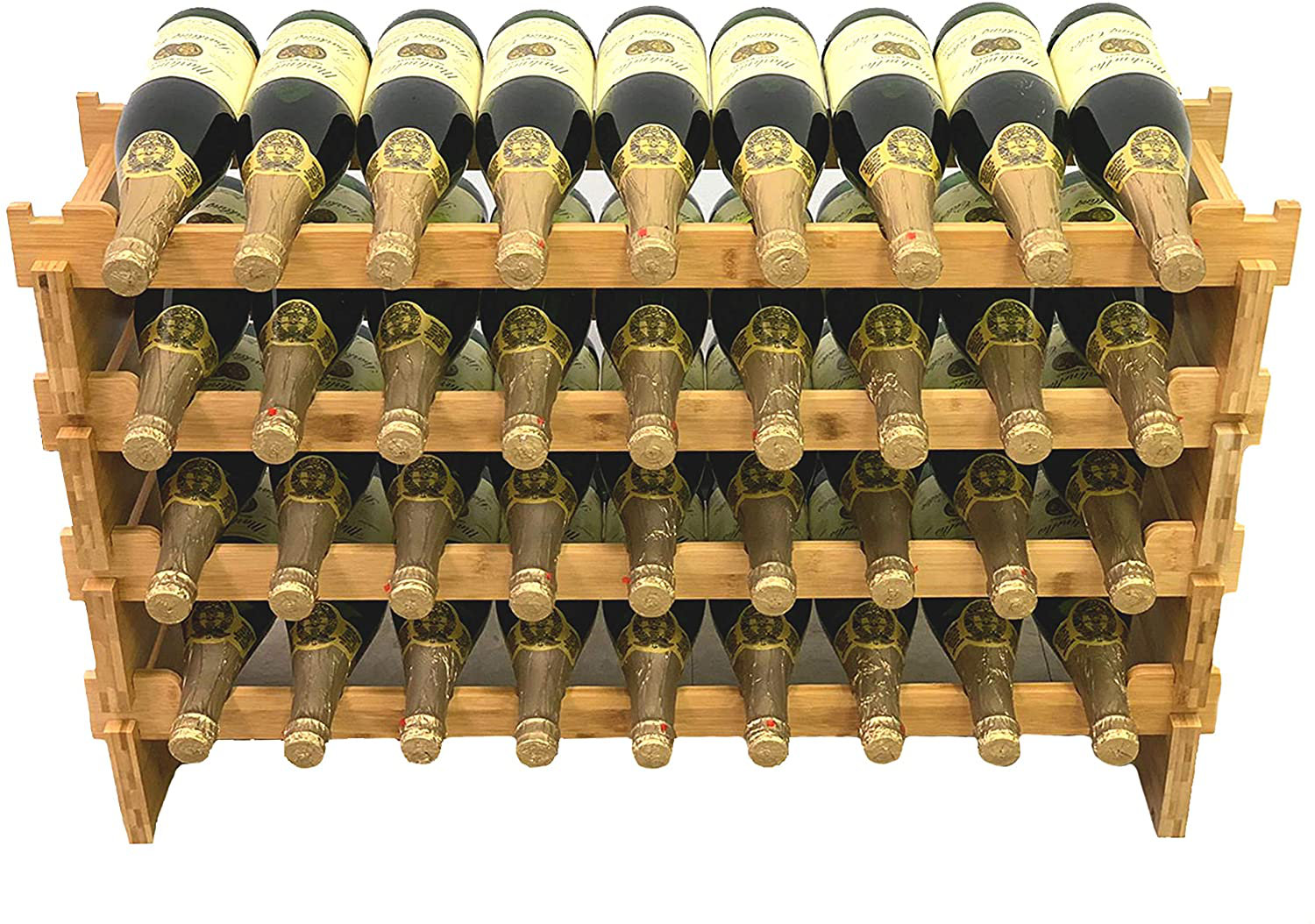 Prep & Savour 36 Bottle Bamboo Stackable Modular Wine Rack Wine Display ...