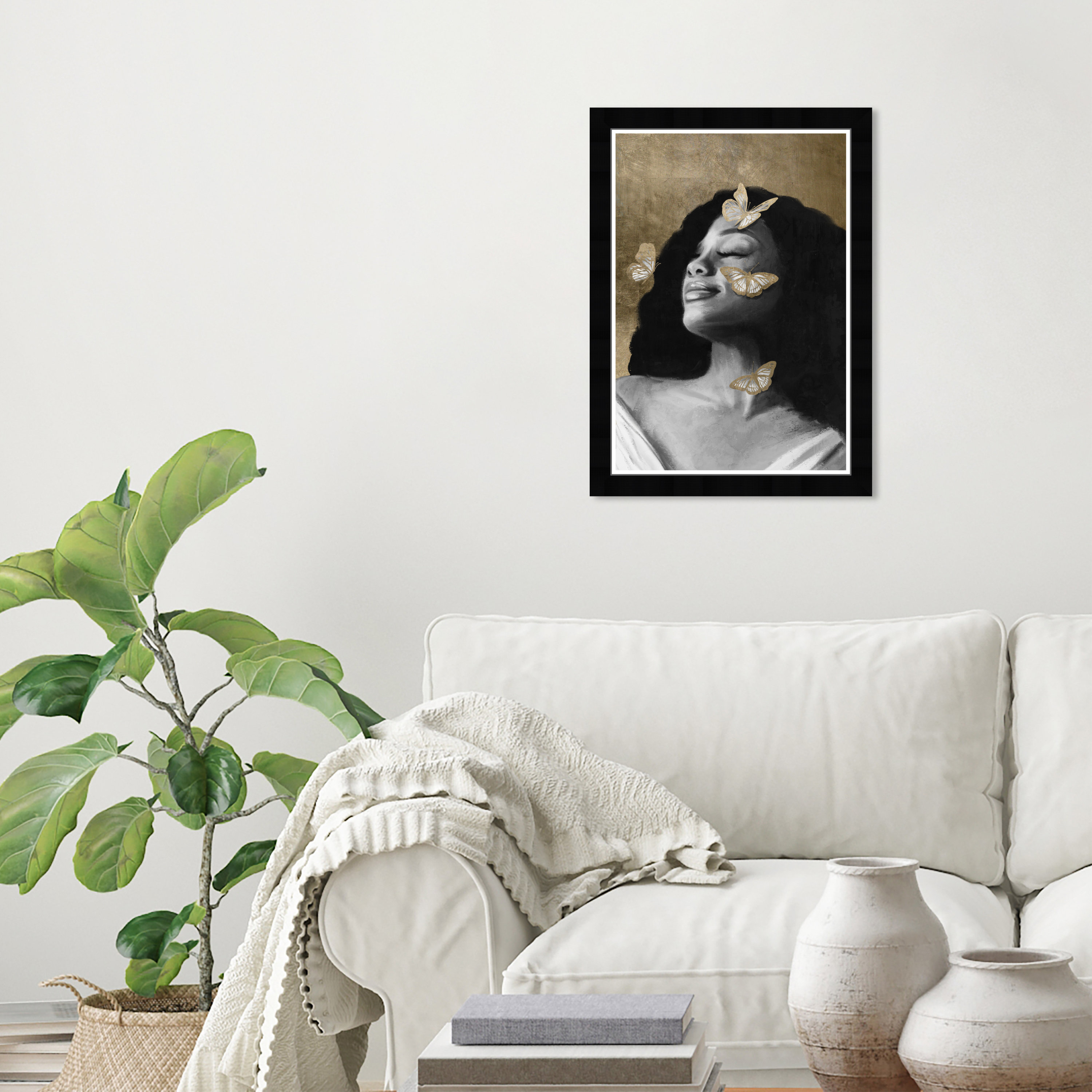 House of Hampton® People and Portraits Lady with Butterflies Modern ...