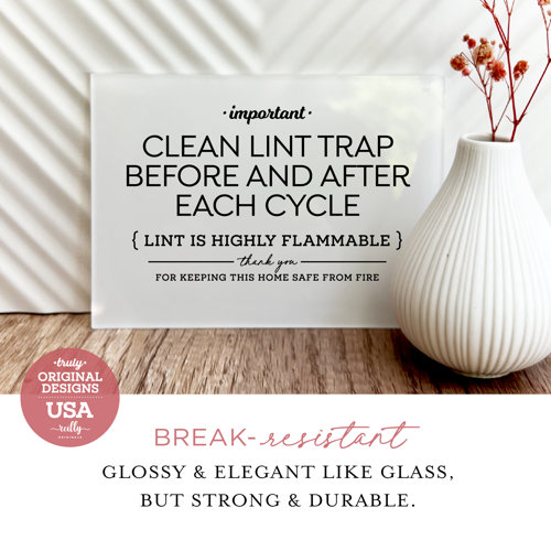 Reilly Originals Clean Lint Trap Before & After Each Cycle Laundry Room ...