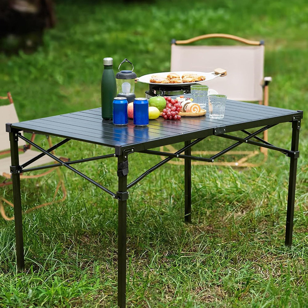 MAXAYA Folding Camping Table, Portable Aluminum Roll-Up Tabl ...
