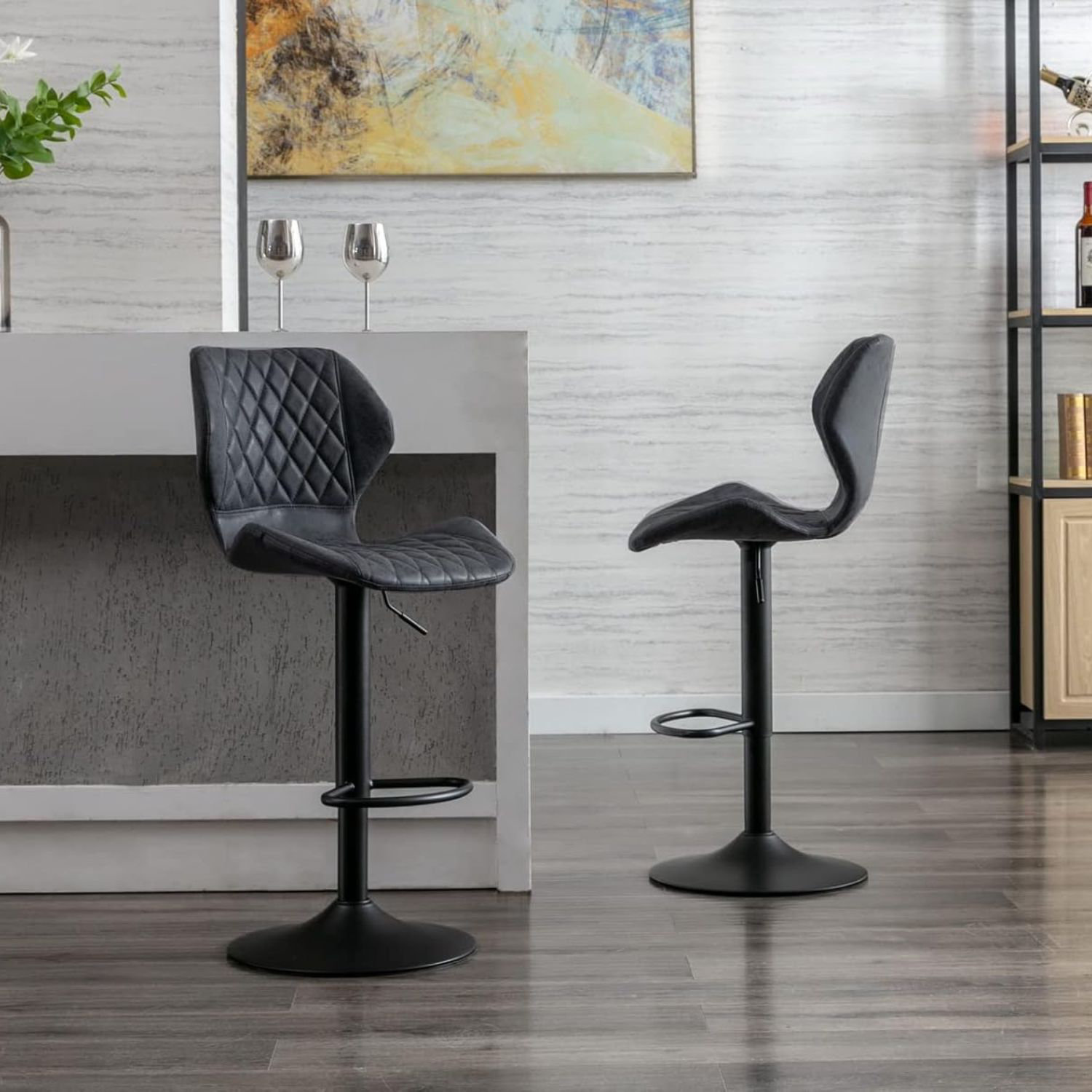 Corrigan Studio® 2-Piece Modern Swivel Adjustable Bar Chairs | Wayfair