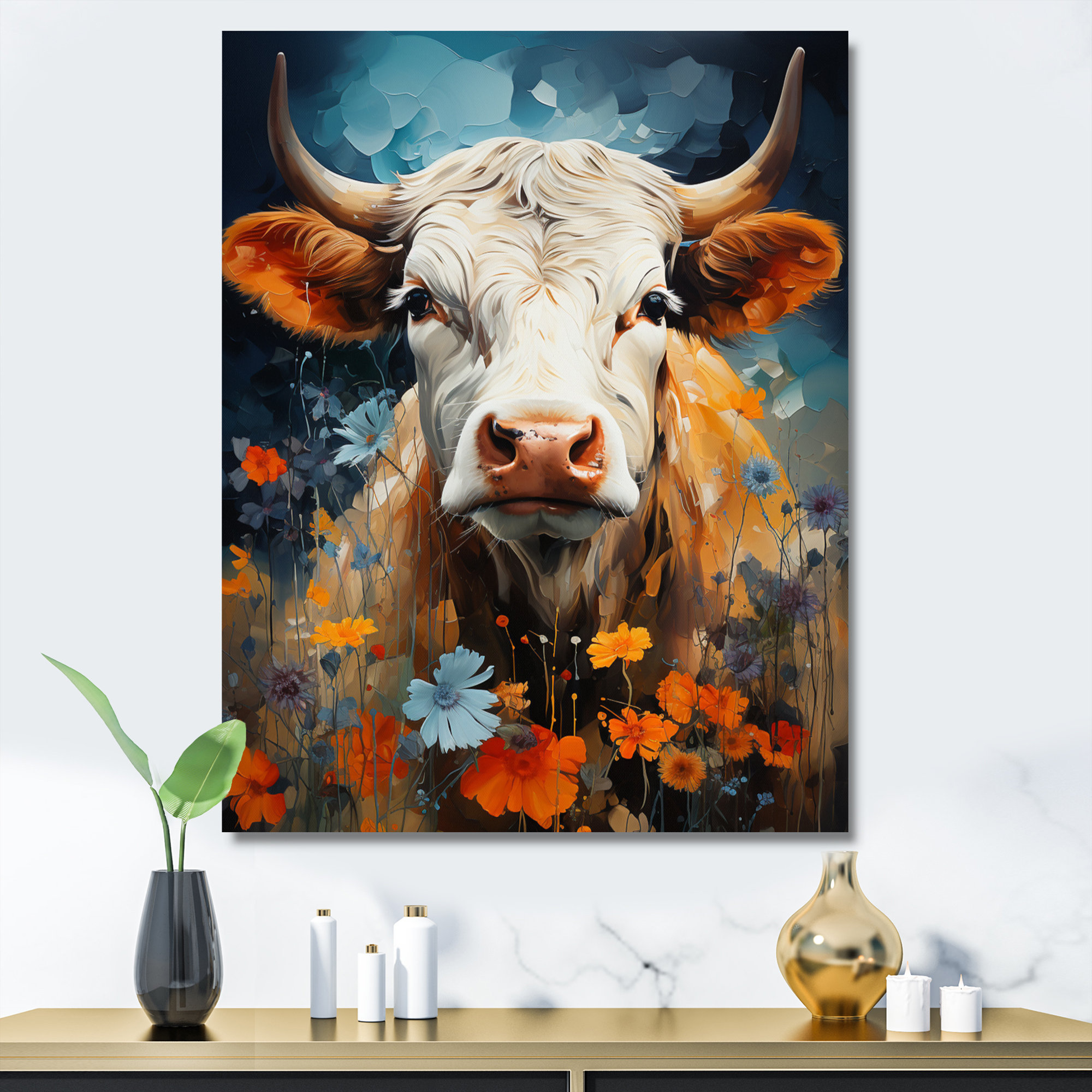 August Grove® Maelis Cow Natures Tapestry II - Print | Wayfair