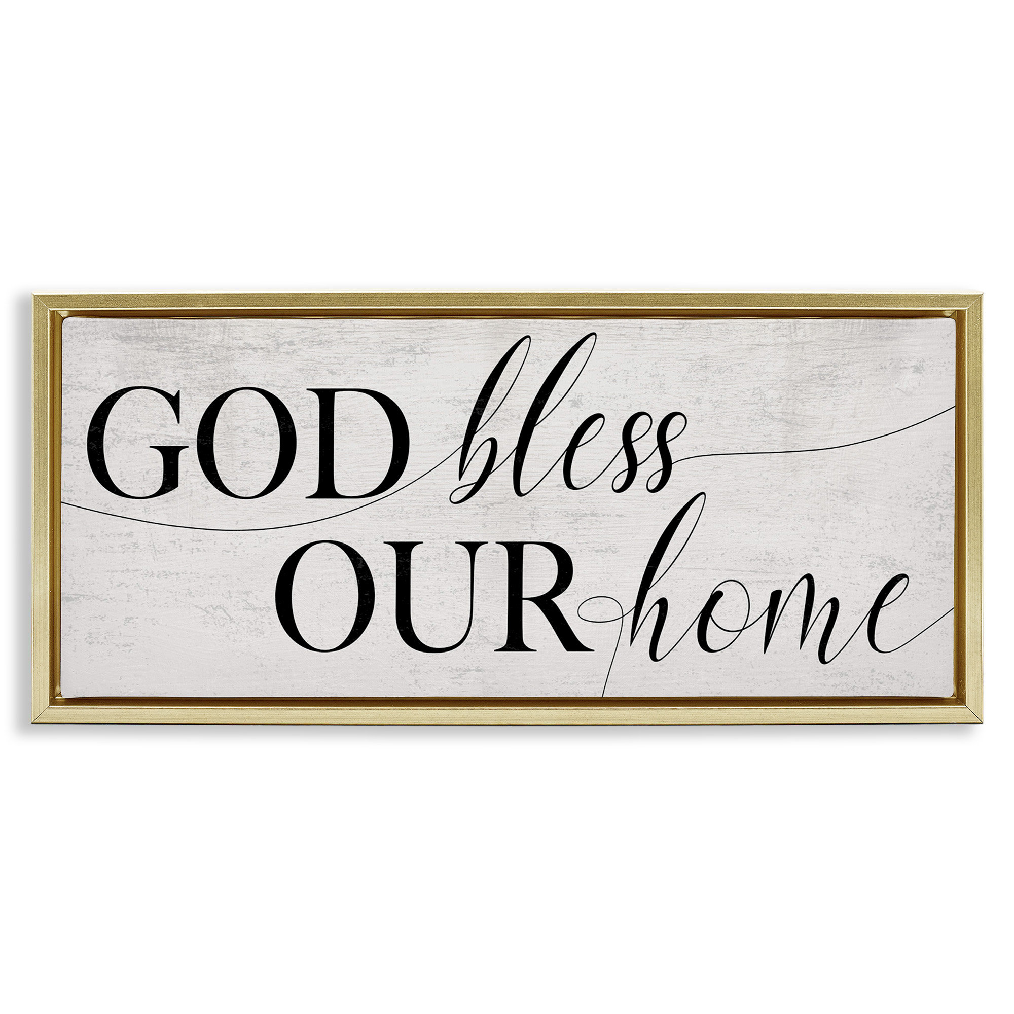 Trinx God Bless Our Home Phrase Brown Grain Framed Floater Canvas Wall ...