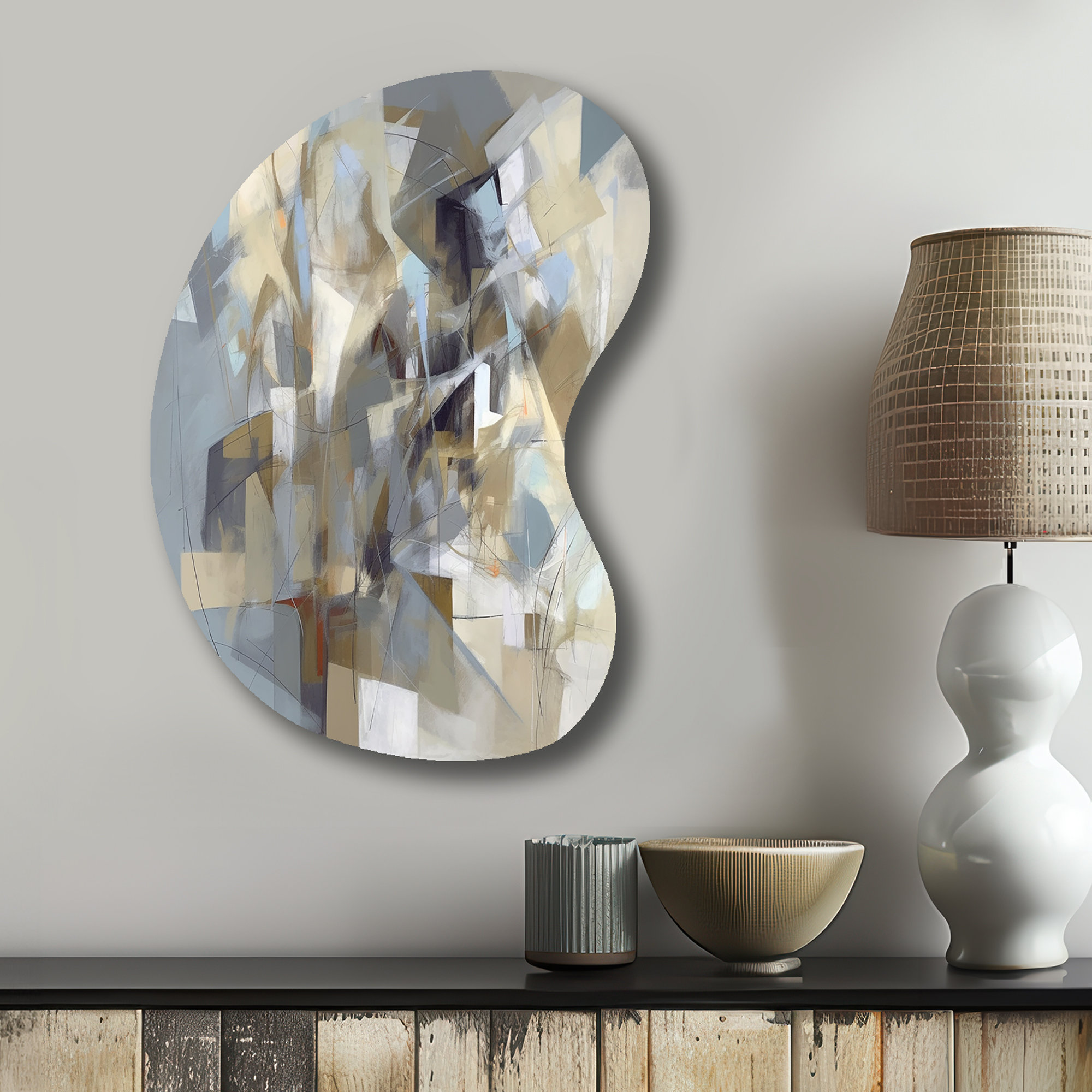 Design Art Beige And Grey Unbounded Creativity III - Abstract Painting ...