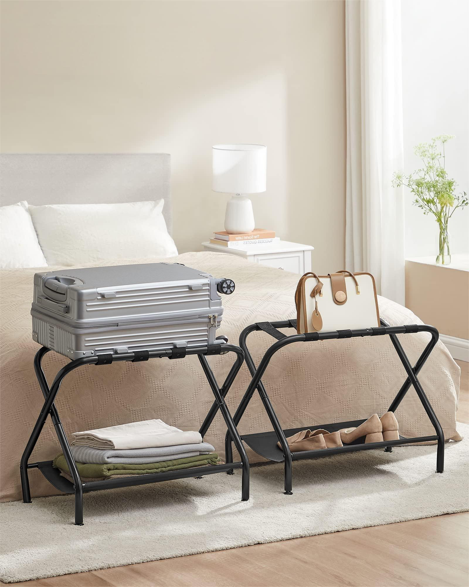 ColorLife Set Of 2 Luggage Rack For Guest Room, Folding Suitcase Stand ...