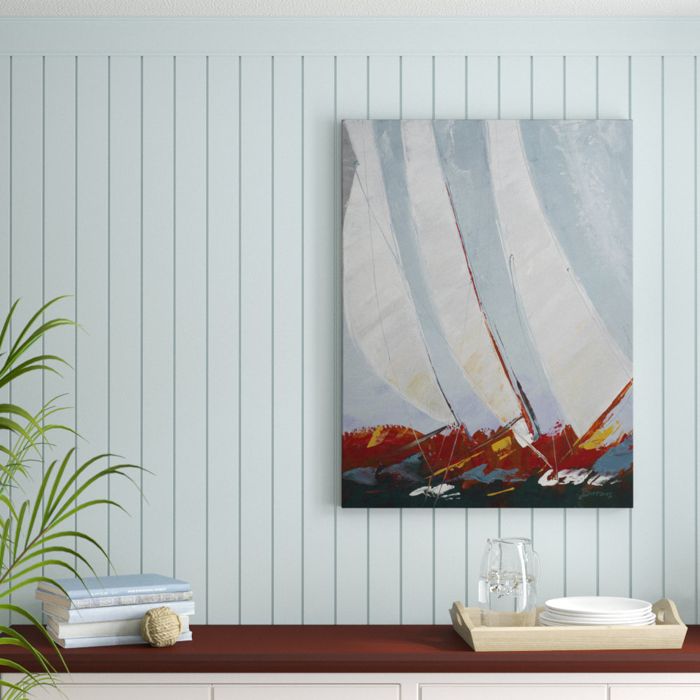 Breakwater Bay 'Racing the Wind' Painting on Wrapped Canvas | Wayfair