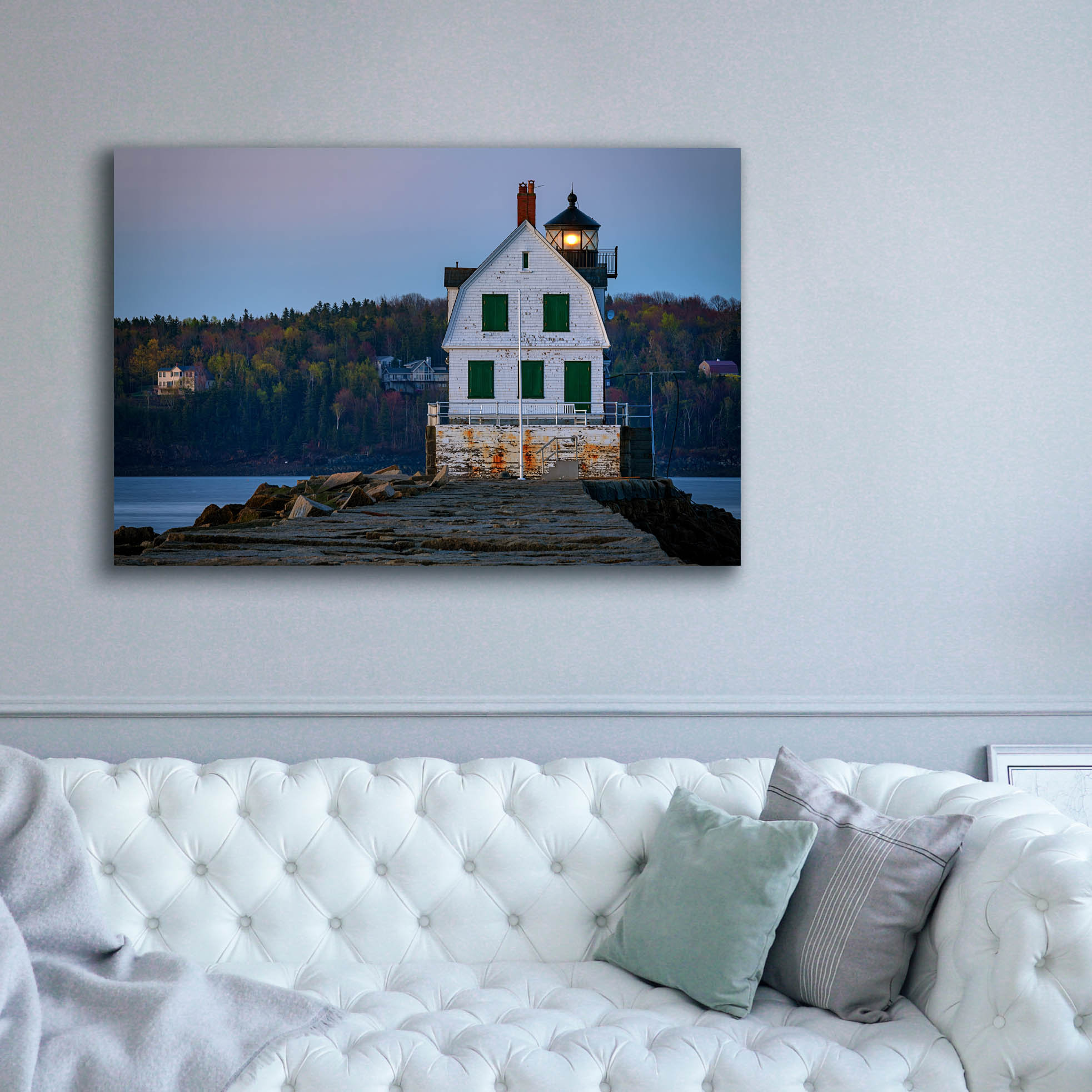 Epic Graffiti 'Rockland Breakwater Lighthouse' by Rick Berk Canvas Wall ...