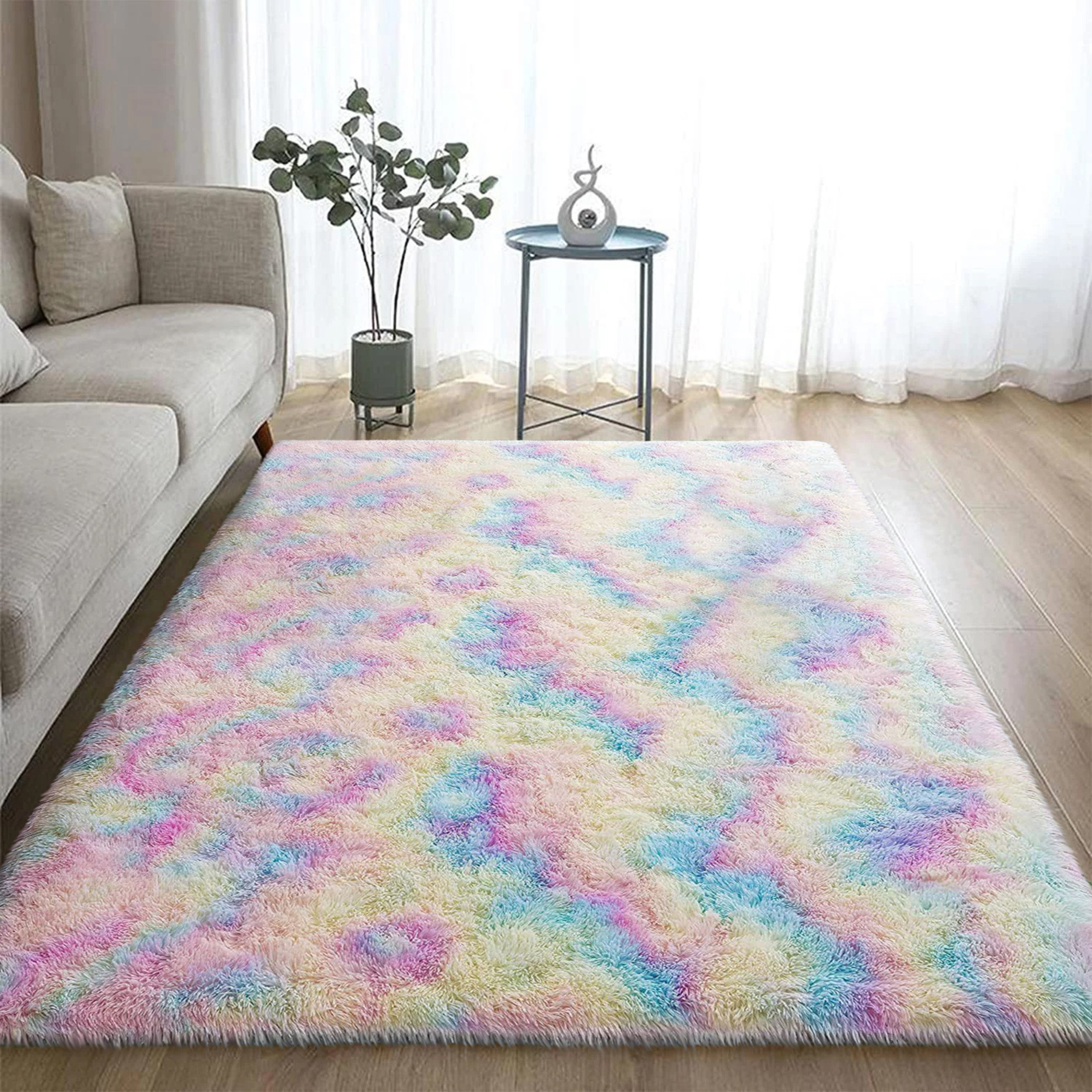 Canora Grey Annakatrin Solid Colour Hand Woven Plain Weave Rainbow Area ...