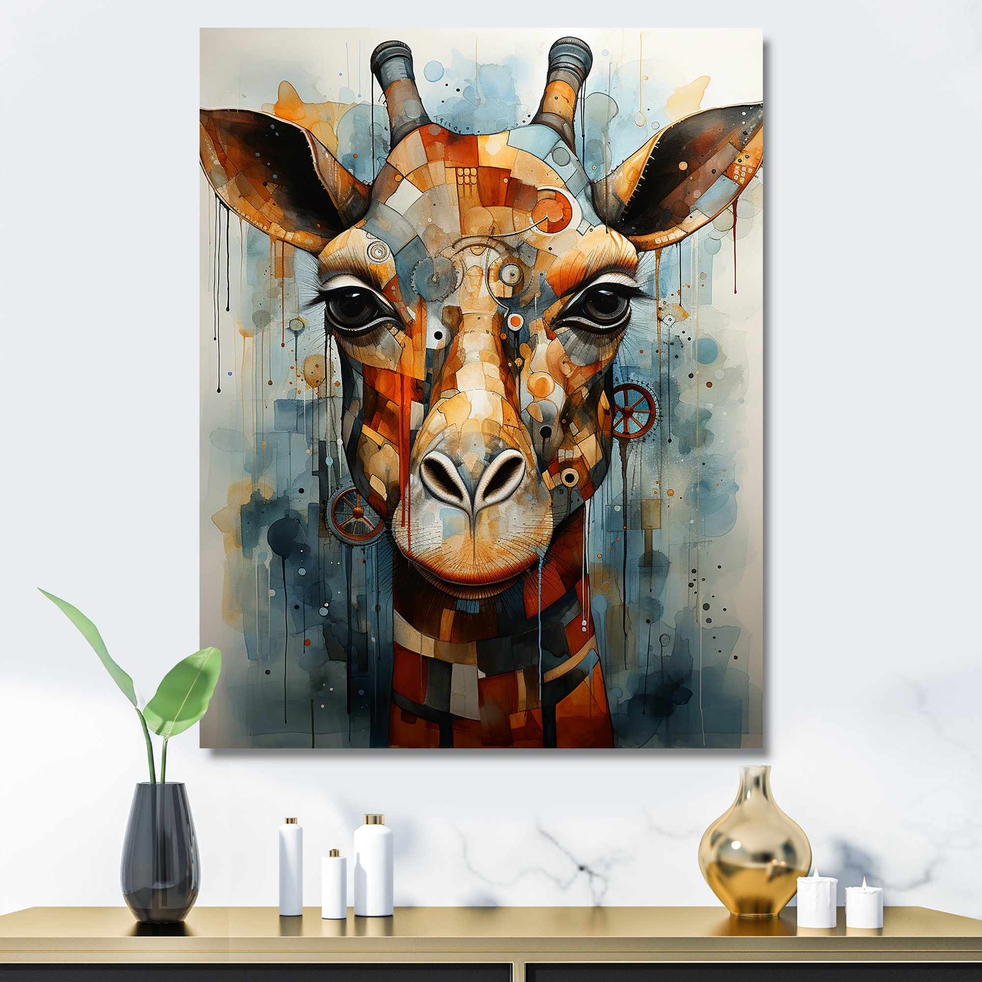 Bungalow Rose Modern Giraffe Brown Portrait - Giraffe Wall Art Prints ...