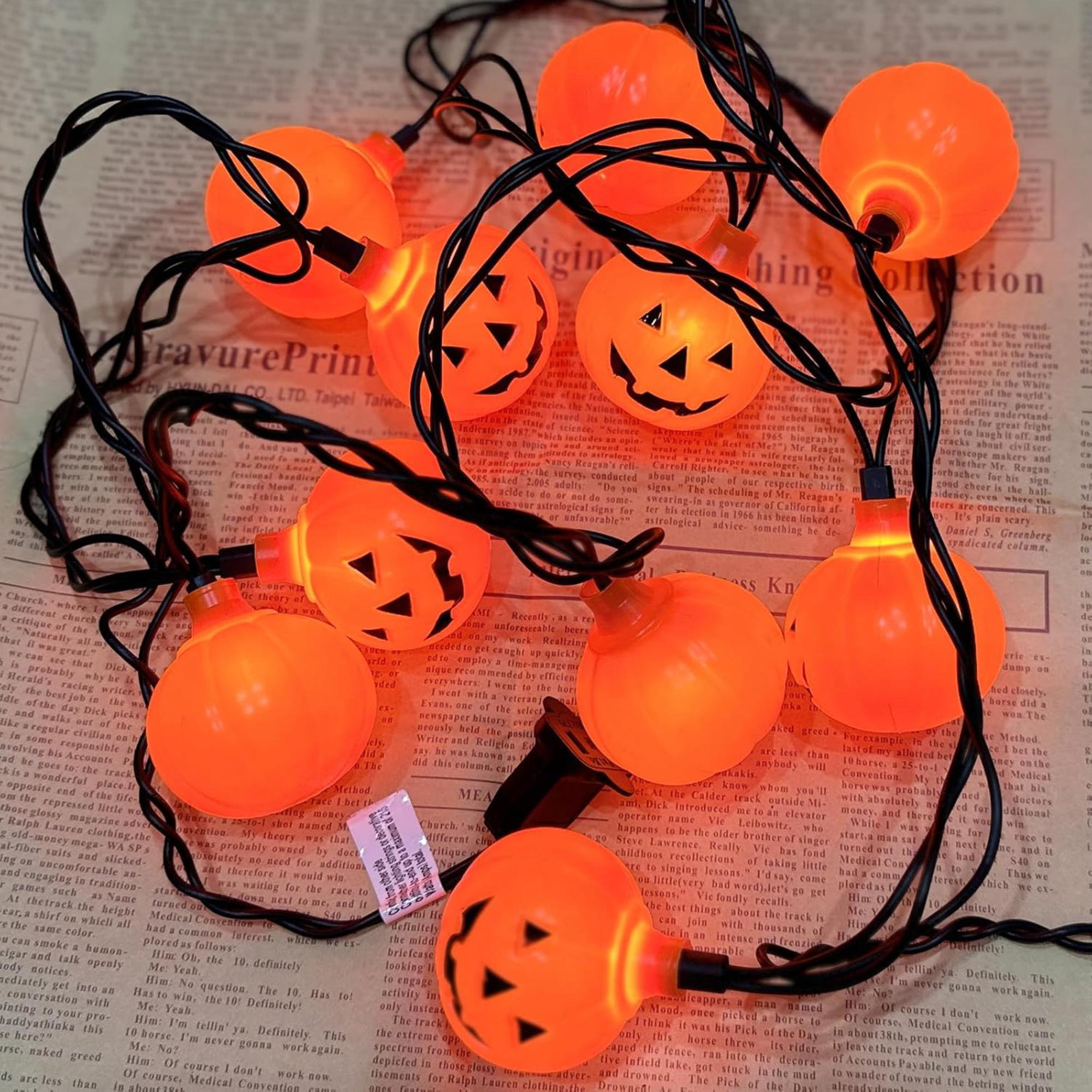 The Holiday Aisle® Halloween Pumpkin Lights Outdoor,8.5Ft 10 Pumpkin ...