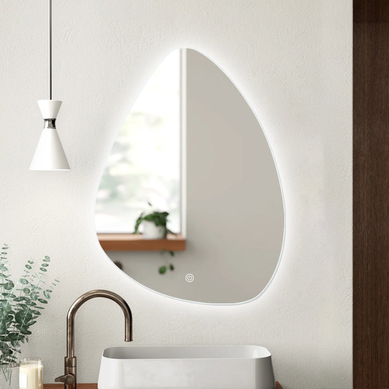 Ivy Bronx Irregular Frameless LED Lighted Anti-fog Bathroom Vanity ...