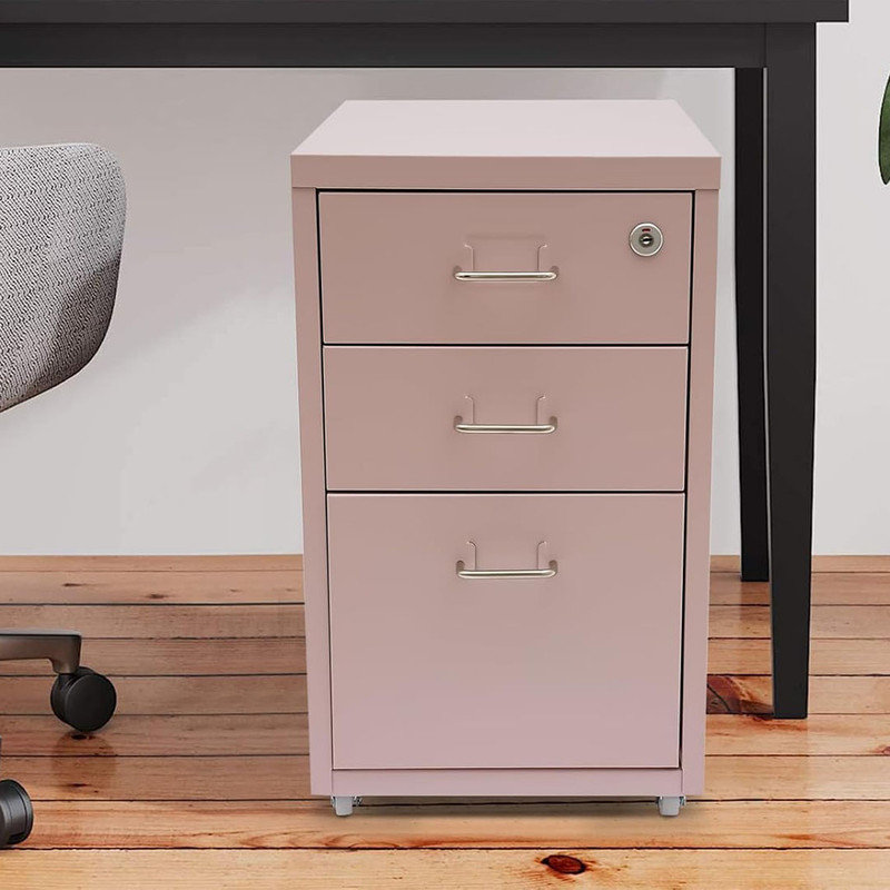 Latitude Run® 3-Drawer Moveable Vertical File Cabinet, Minimalist ...