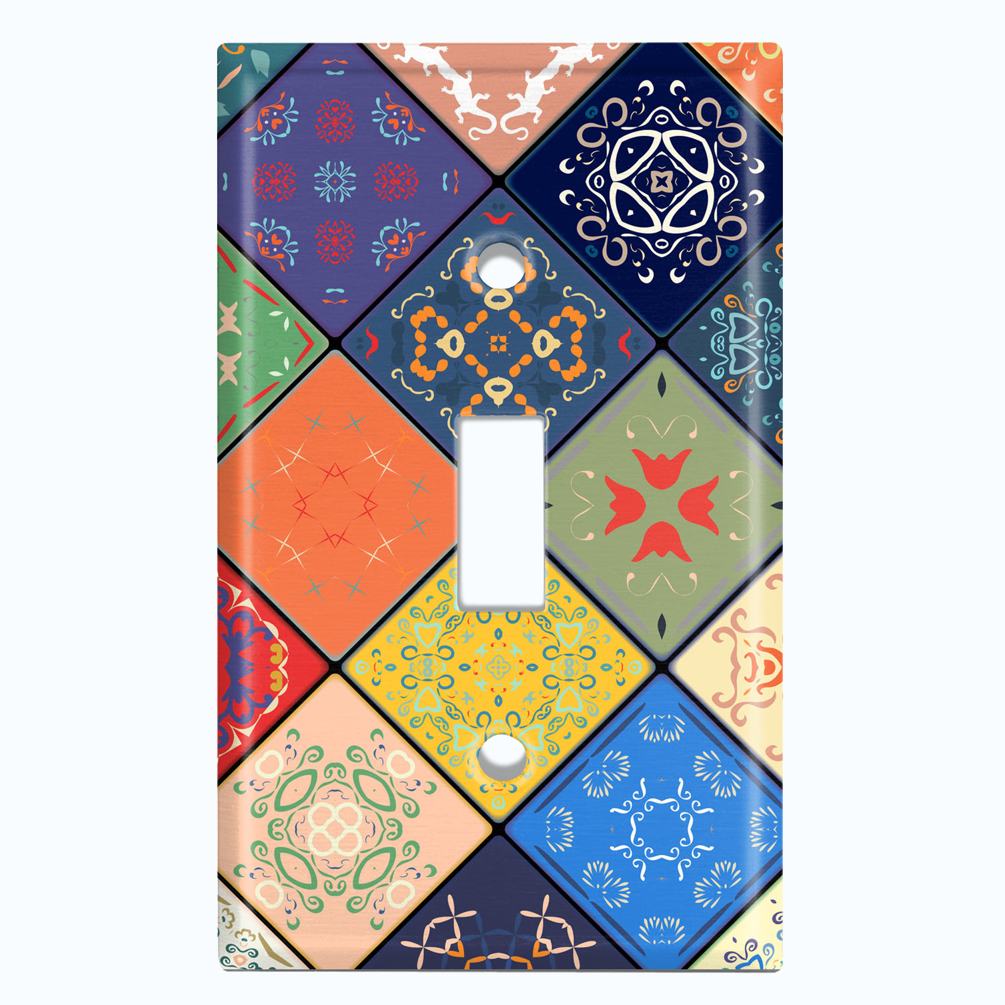 WorldAcc Vintage Colorful Elegant Diagonal Pattern 1-Gang Toggle Light ...