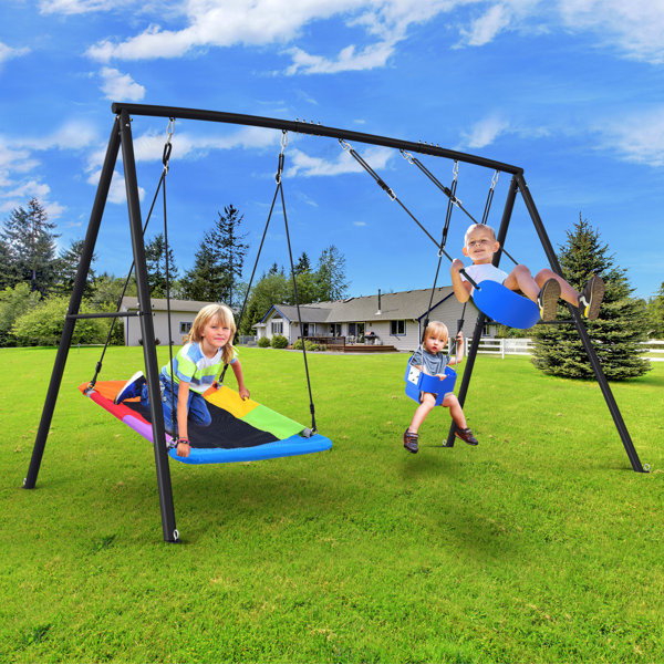 Klo Kick Swing Set with 45" Swing and Toddler Swing, Belt Swing 500lbs ...