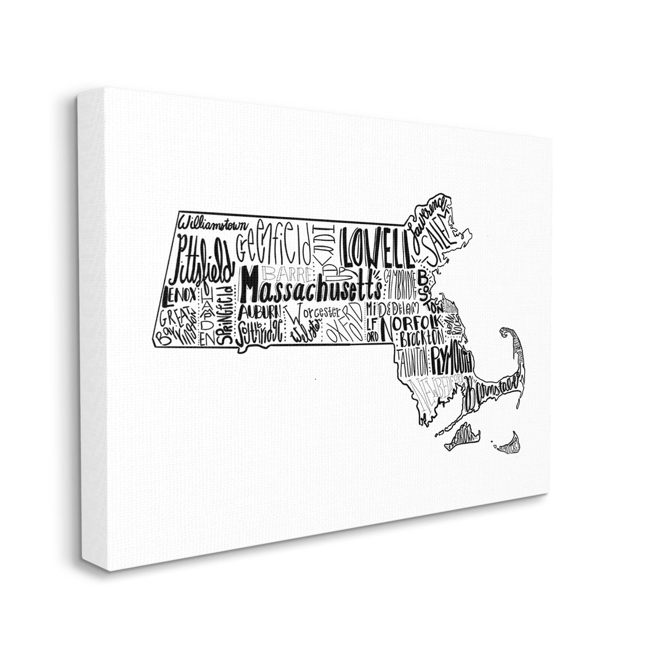 Latitude Run® Massachusetts State Cities Typography by The Saturday ...
