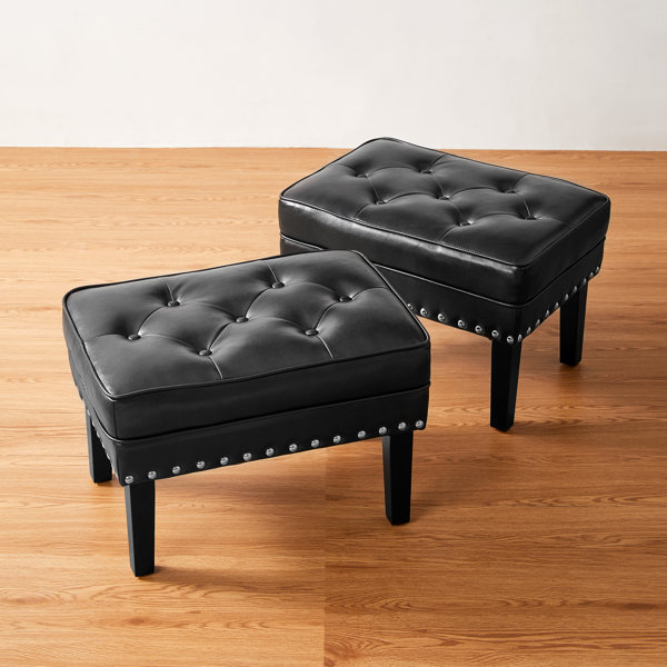 Glitzhome Faux Leather Ottoman & Reviews | Wayfair