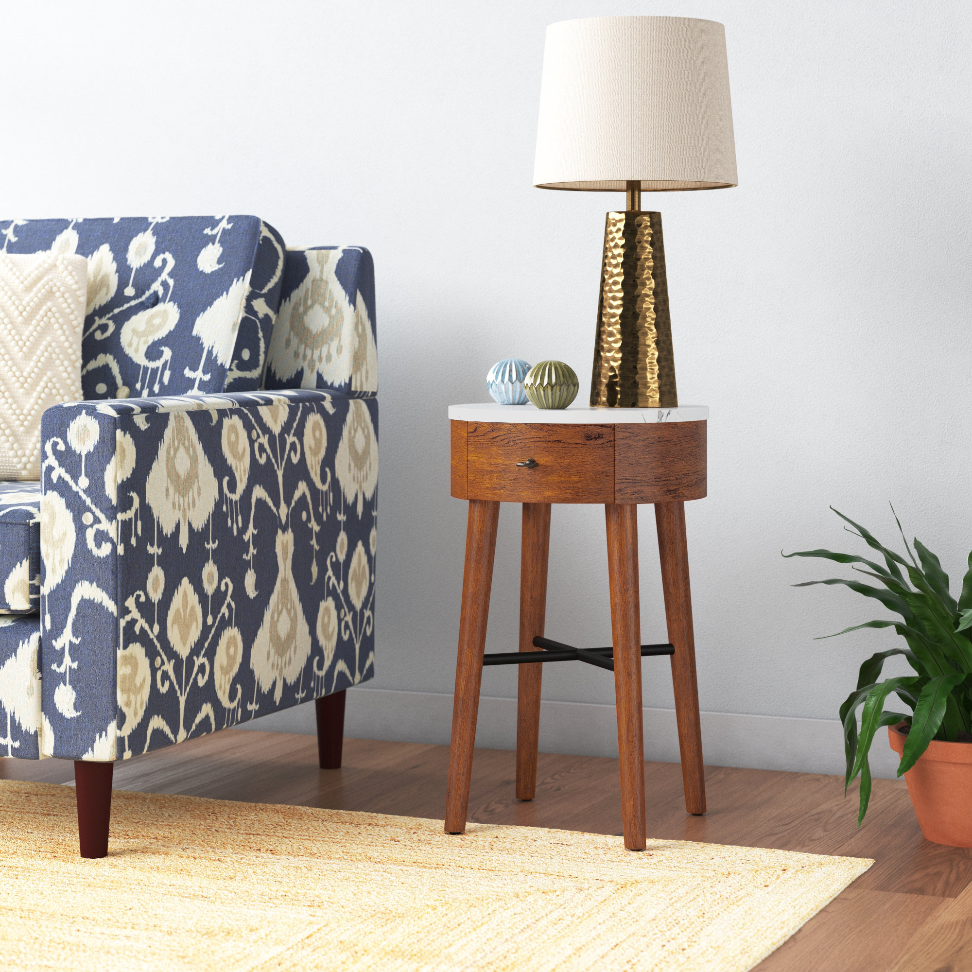Wade Logan® Annaluiza Round End Table with Faux Marble & Reviews ...