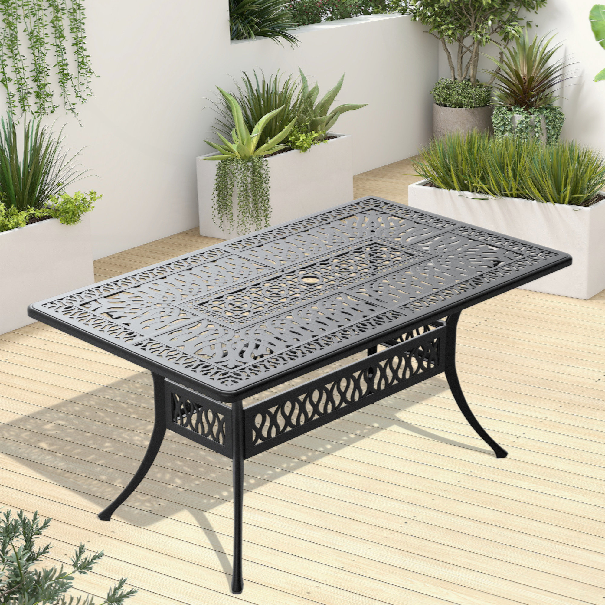 Bloomsbury Market L58.27*W34.65-Inch Cast Aluminum Patio Dining Table ...