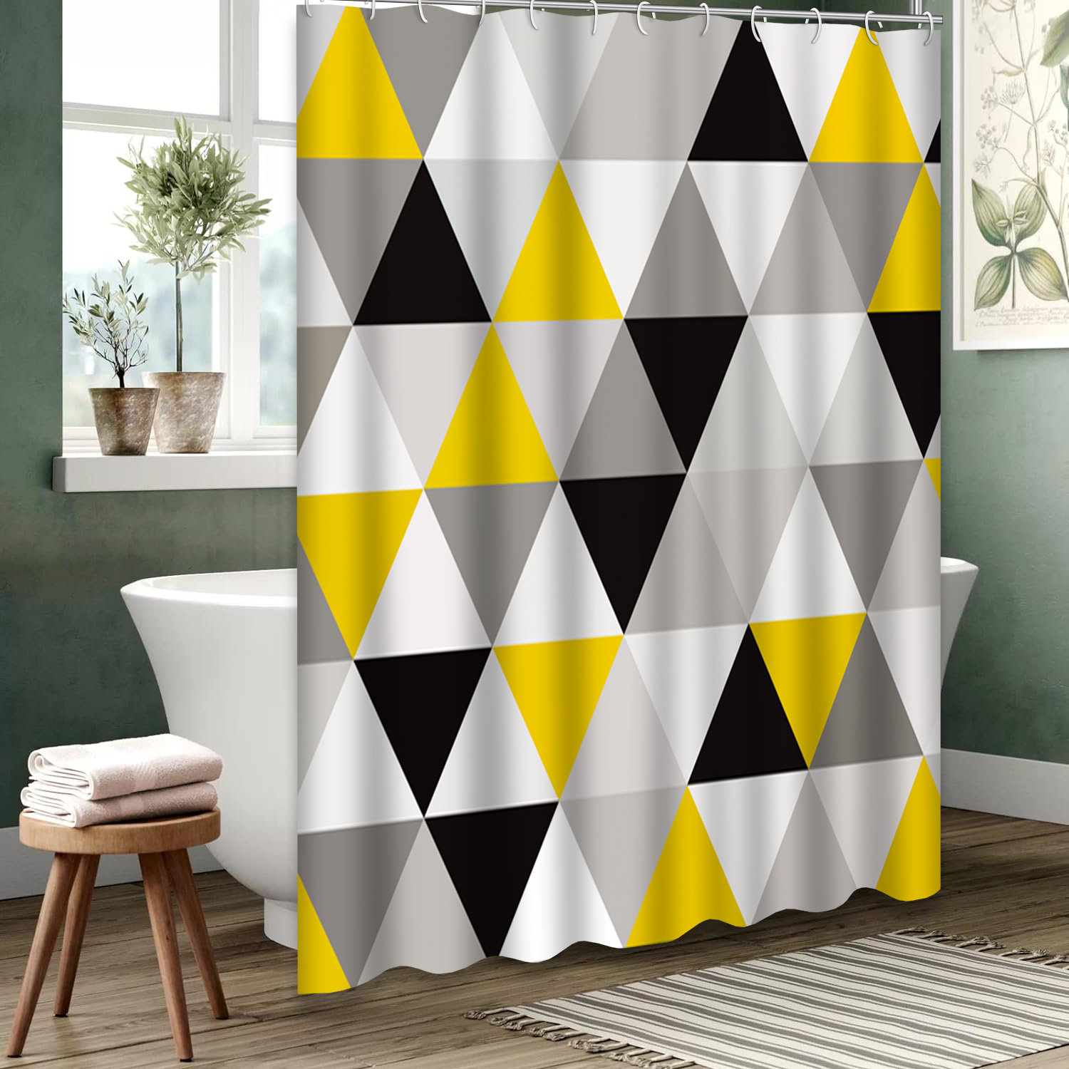East Urban Home Geometric Triangles Mosaic Shower Curtain, 72 in, 12 ...