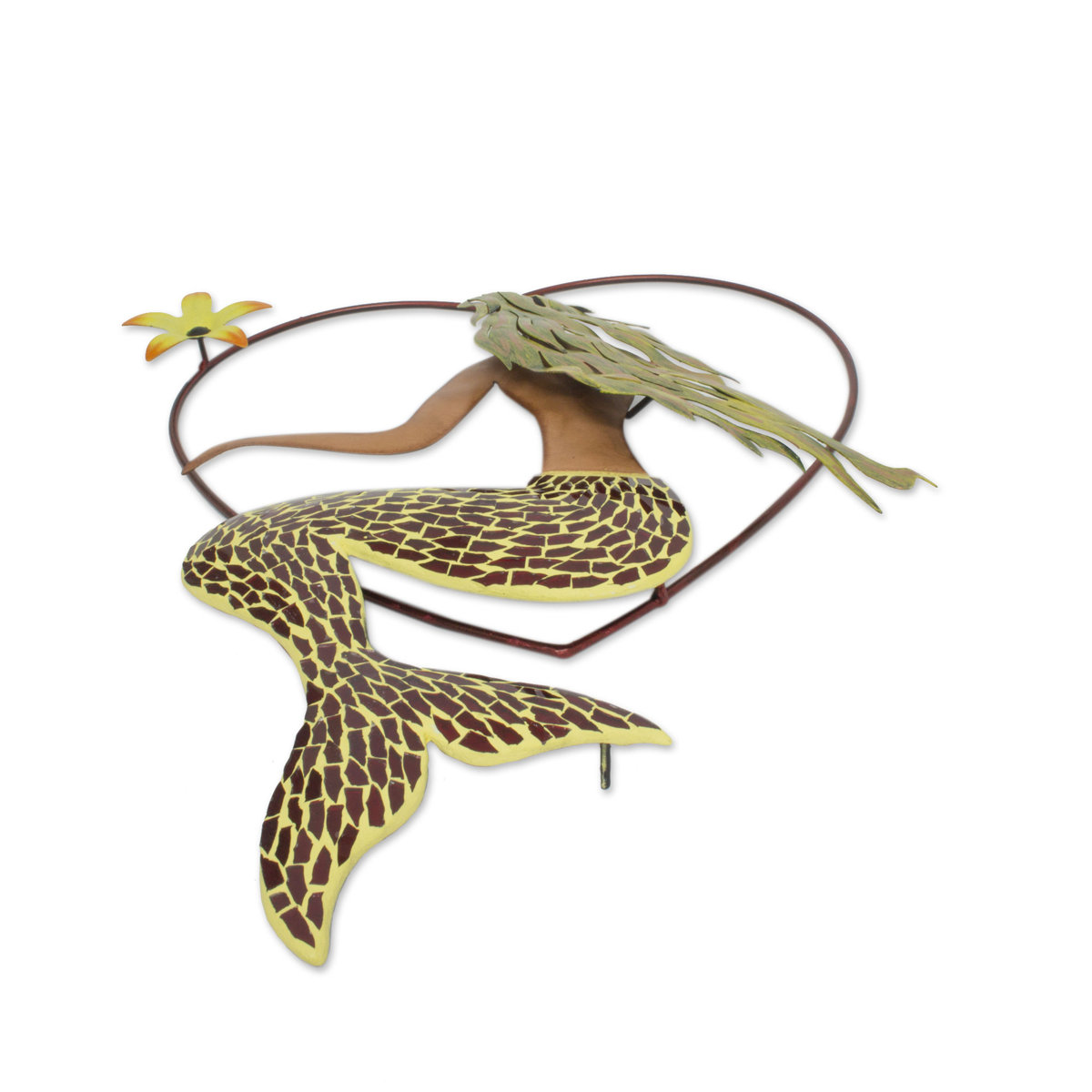 Novica Handmade Iron And Glass Mosaic Mermaid Love Wall Décor & Reviews ...