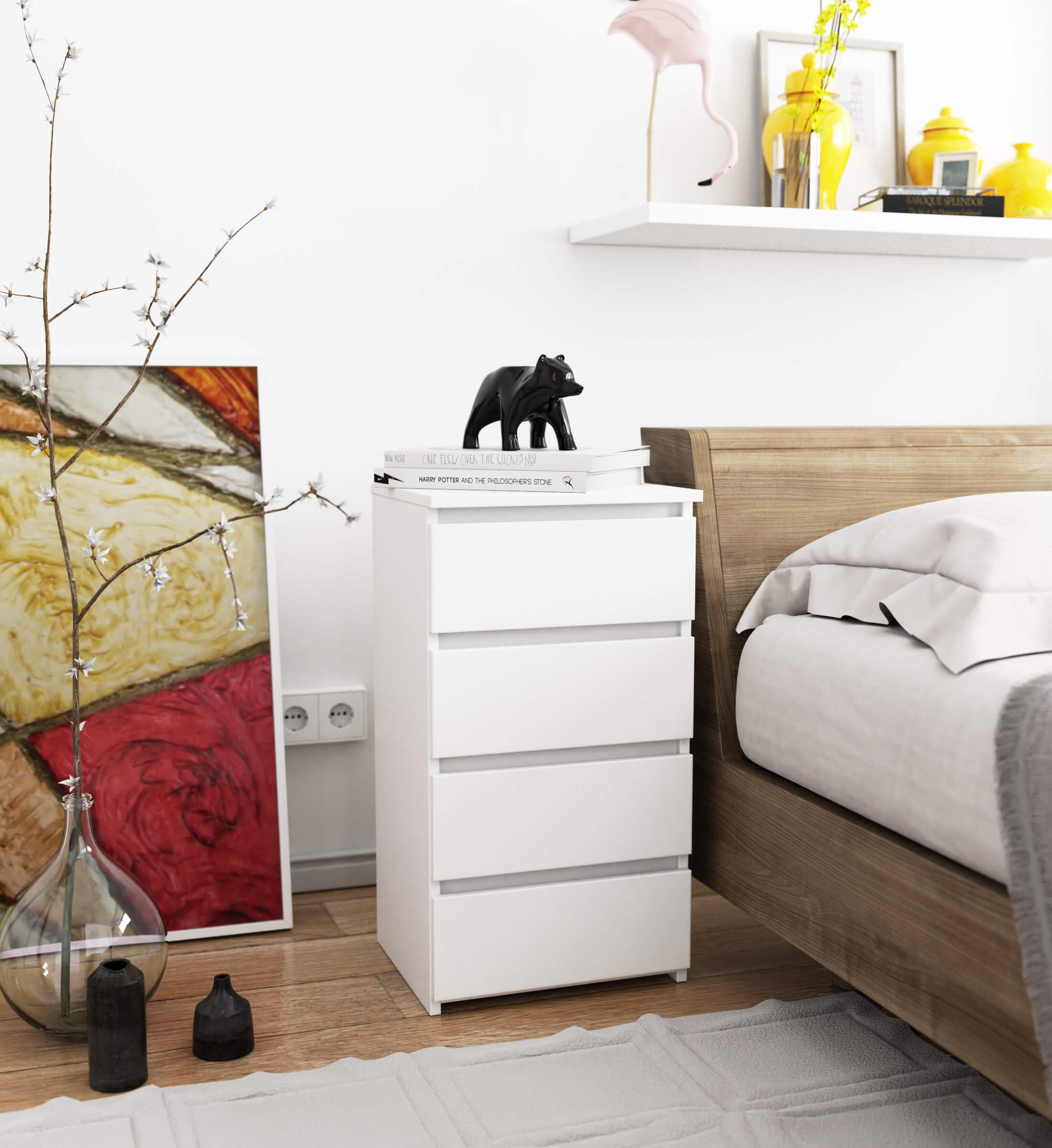 17 Stories Chest of drawers 17 Stories CL4 white 40cm 4 drawers W 40 x ...