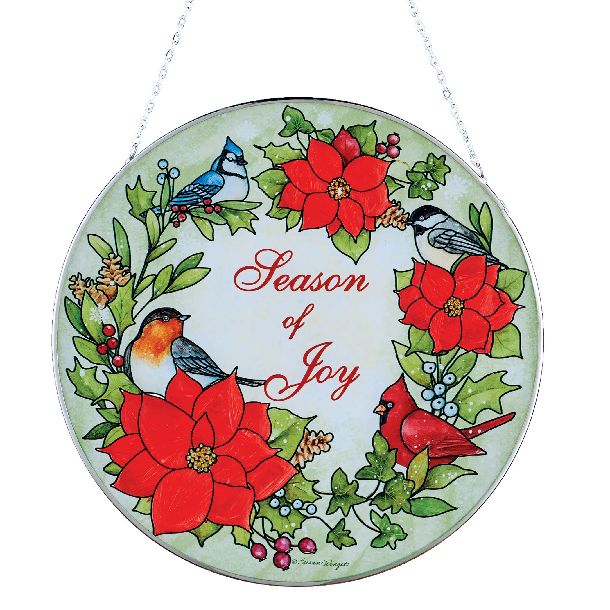 The Holiday Aisle® Season of Joy Poinsettia Hanging Suncatcher ...