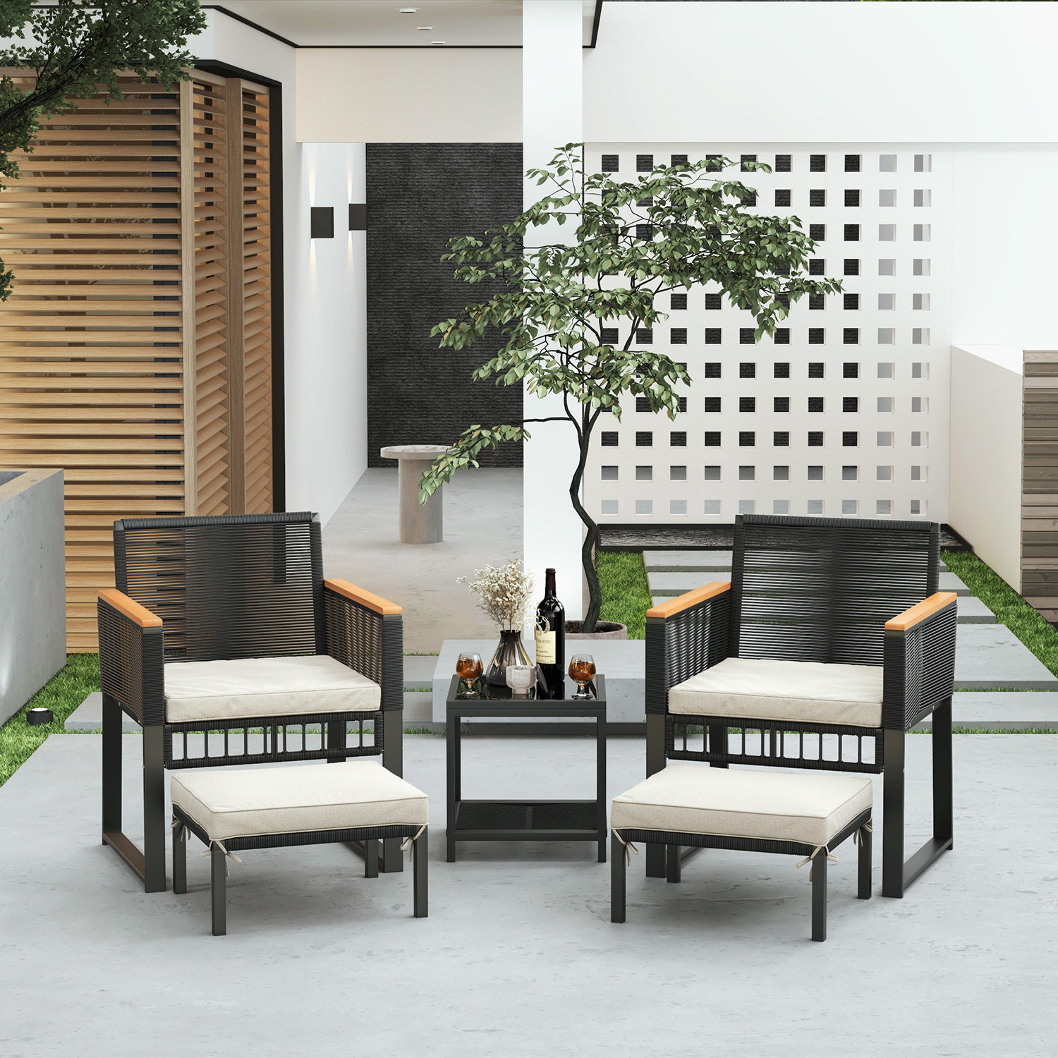 Ebern Designs Lae 2 - Person Outdoor Seating Group with Cushions | Wayfair