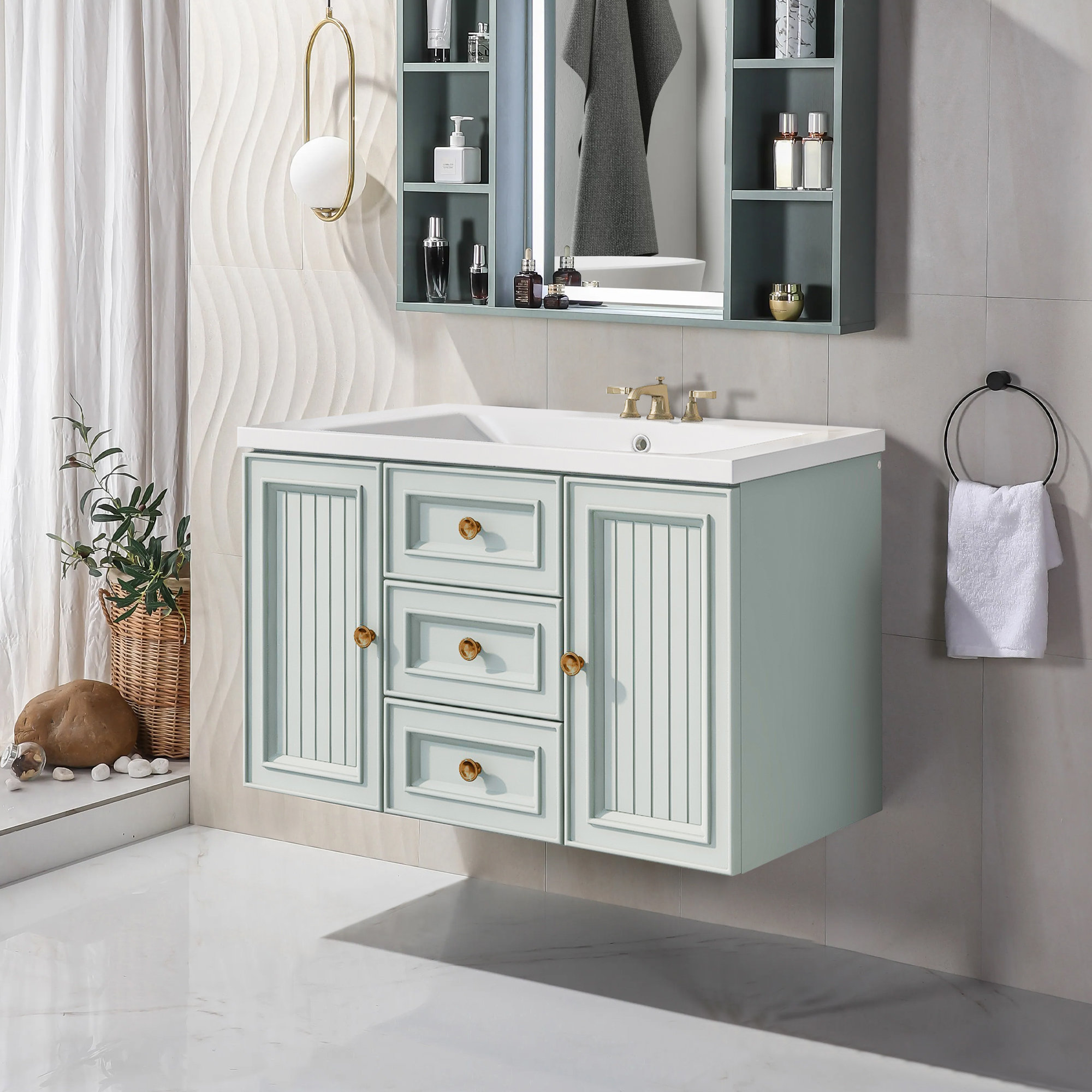 Winston Porter 30 Wall Mounted Single Bathroom Vanity With Ceramic