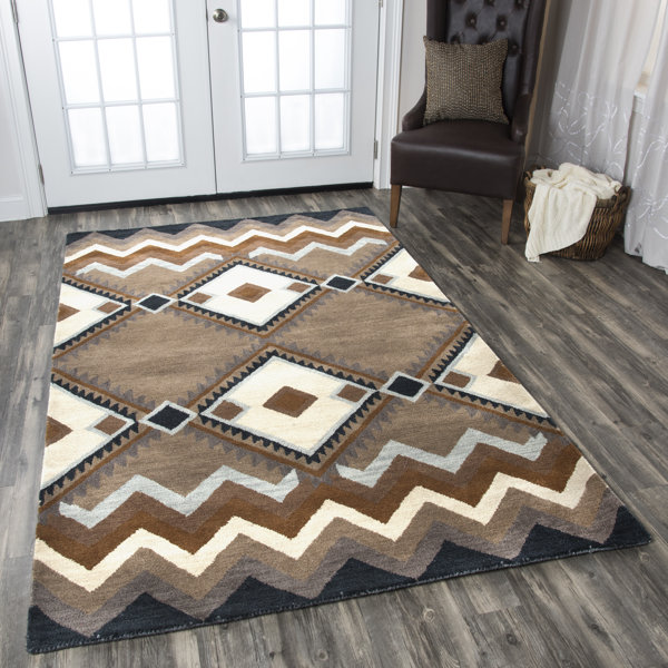 Birch Lane™ Britt Southwestern Handmade Tufted Wool Dark Taupe Area Rug ...