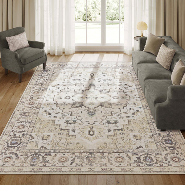 Bungalow Rose Charlae Rug, Non-Slip Rug, Traditional Retro Style ...