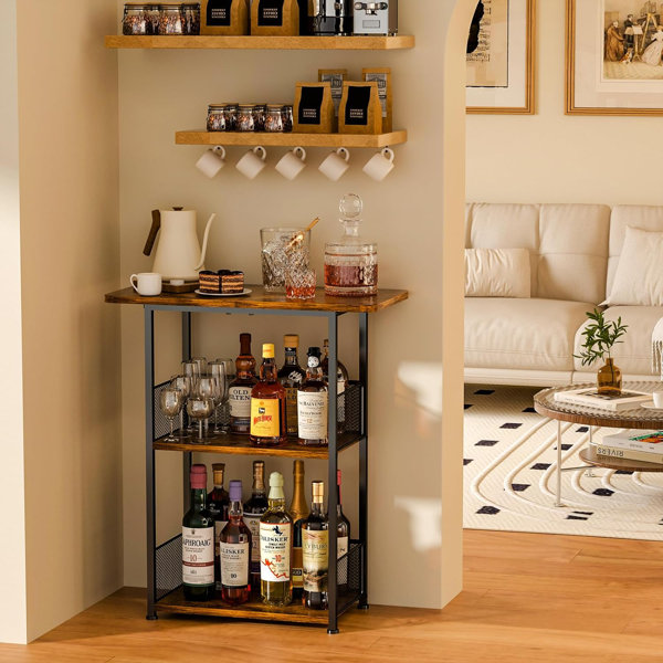 17 Stories Floor Standing Freestanding Whiskey Rack: 3 Tier Wine Rack ...