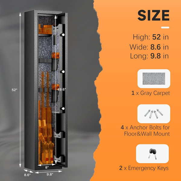 SUNCROWN 2-3 Rifle Gun Safe, Long Gun Safes for Rifle and Shotgun with ...