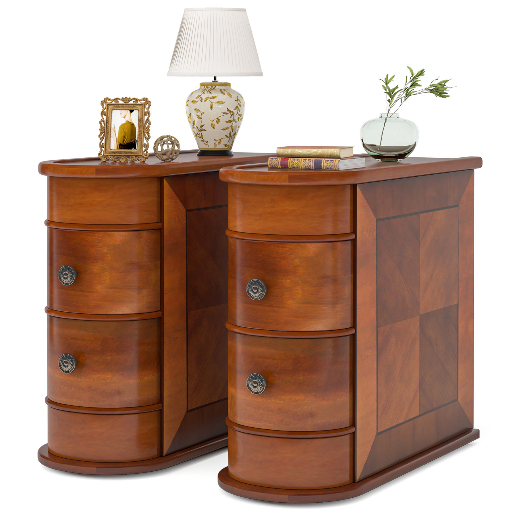 Wildon Home® Belanna Solid Wood Enclosed 2 - Drawer End Table Set ...
