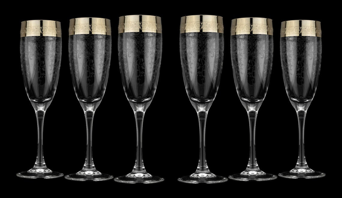 Mercer41 Sherlin 6 - Piece 5.5oz. Glass Flute Glassware Set | Wayfair
