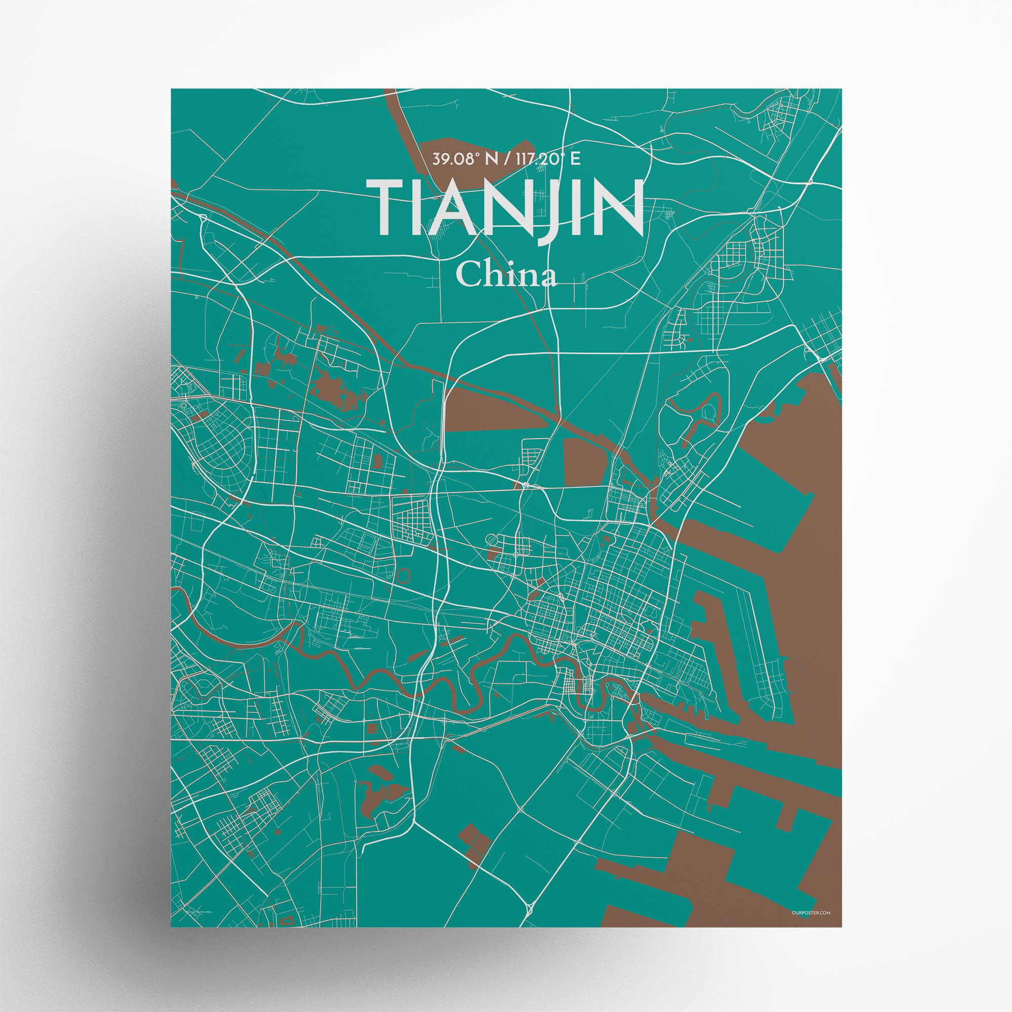 17 Stories Tianjin City Map Graphic Art In Nature | Wayfair