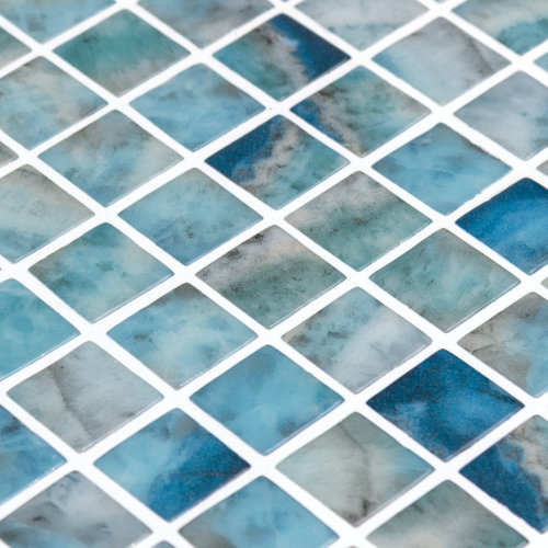 Encore Surfaces Onix 1” x 1” Square Kara Blue Glass Mosaic | Wayfair