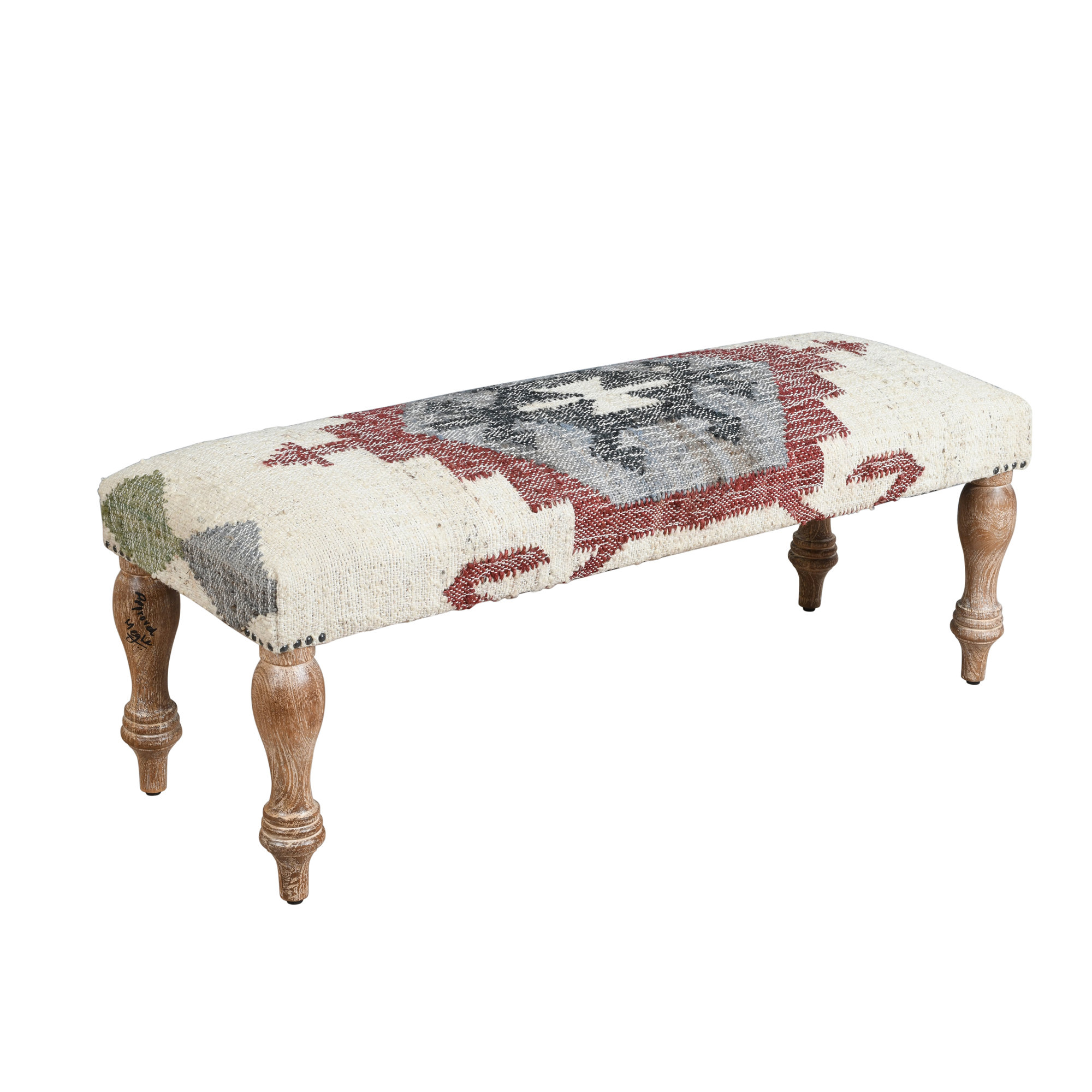 Southwestern Upholstered Bench Linon Home Decor Jenny Natural Wood