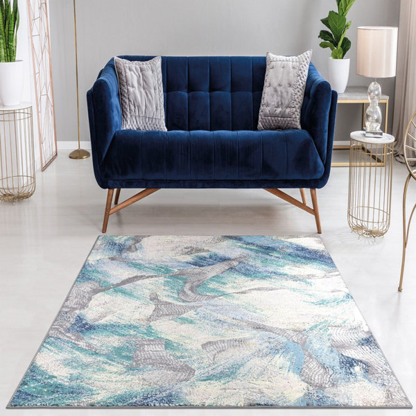 Ivy Bronx Nithsdale Blue/White/Grey Rug | Wayfair.co.uk